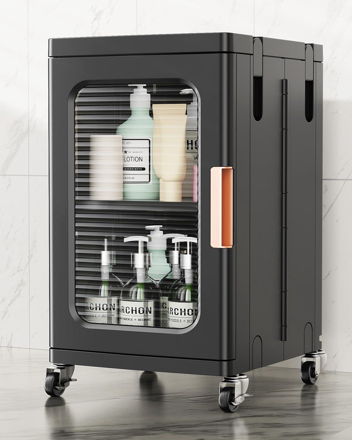 BROVIEW 1-Tier Tall Narrow Storage Cabinet Organizer, Slim Bathroom ...