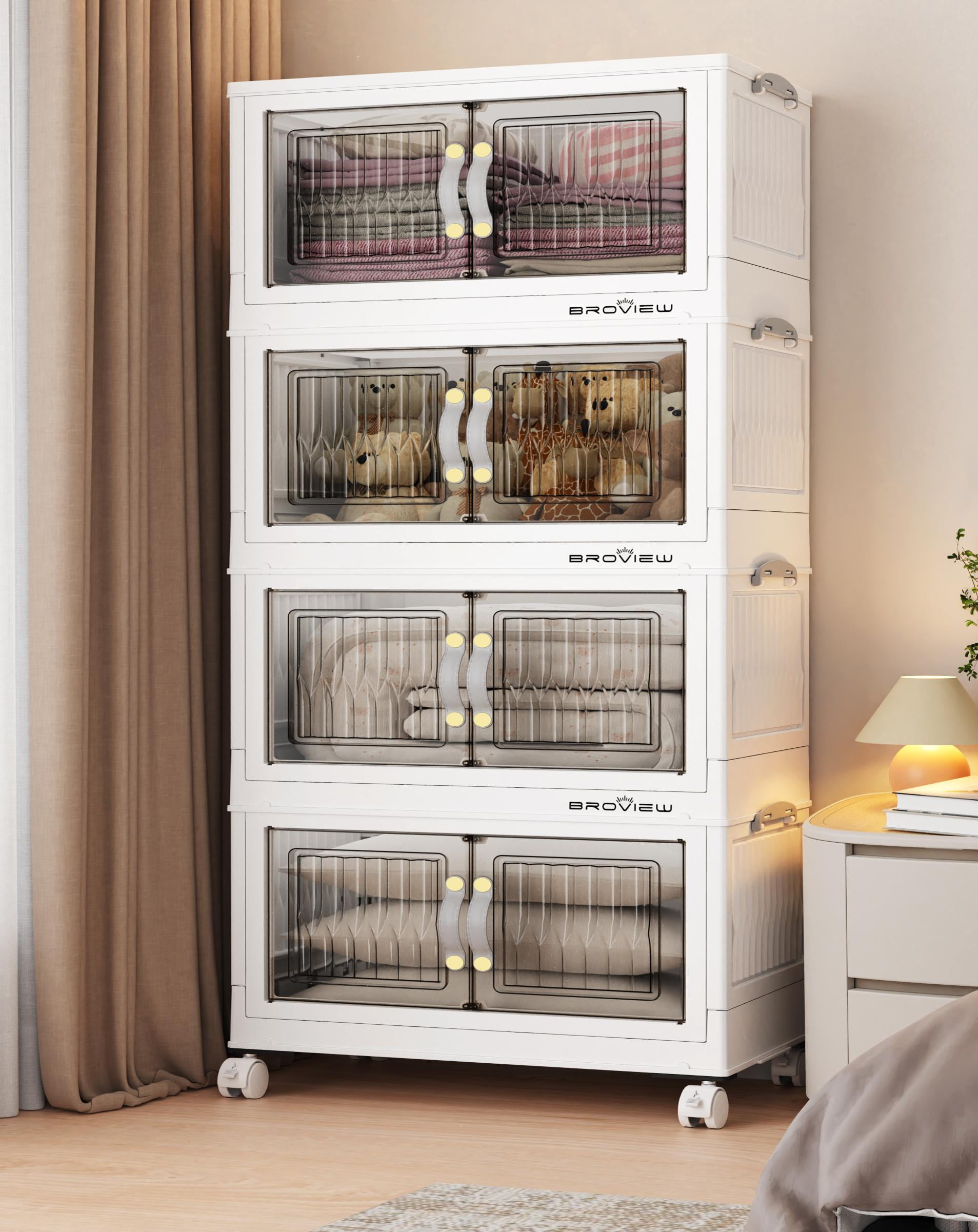 BROVIEW 160Qt Stackable Storage Bins with Lid, Plastic Closet ...