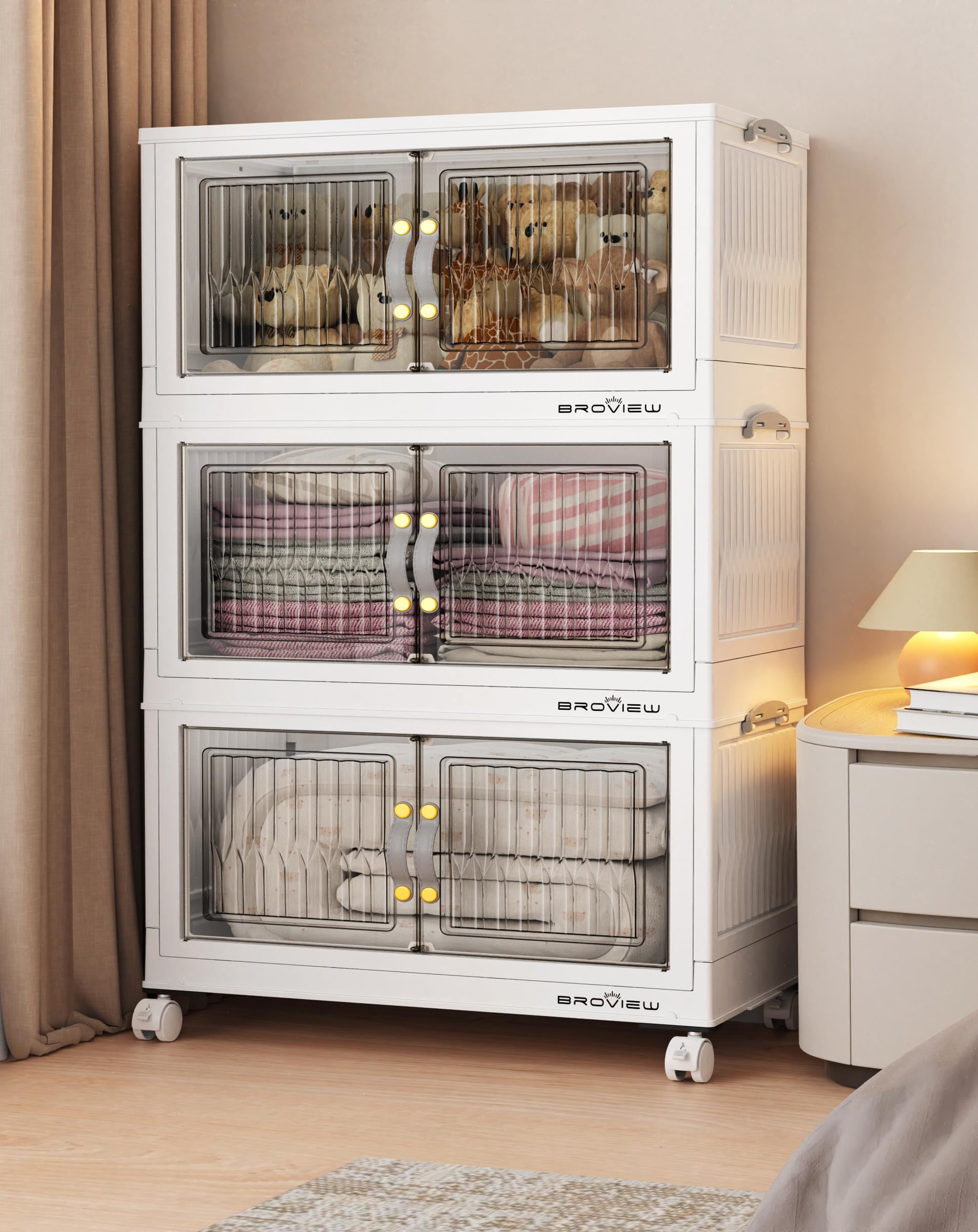 BROVIEW 180Qt Stackable Storage Bins with Lid, Plastic Closet ...