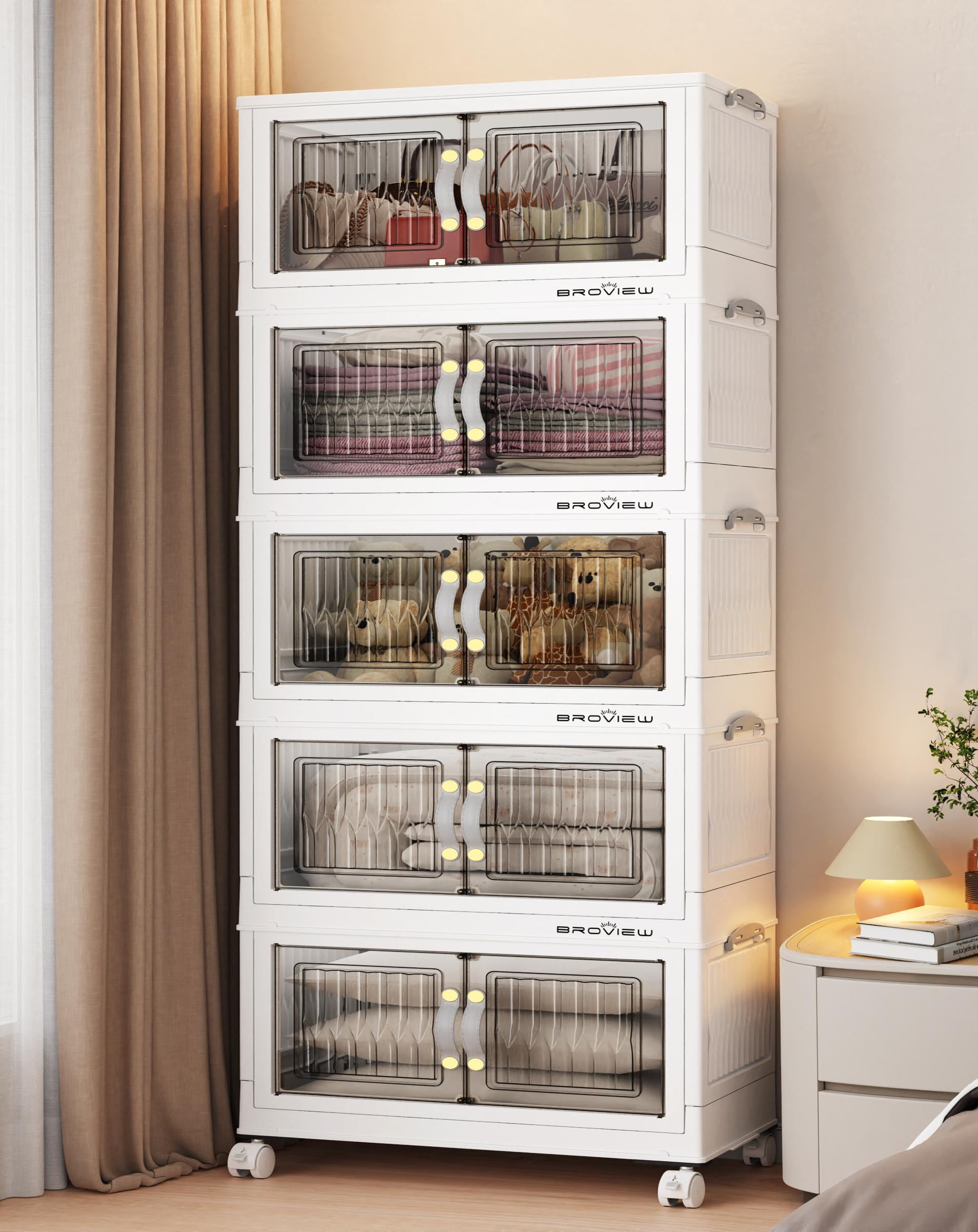 BROVIEW 200Qt Stackable Storage Bins with Lid, Plastic Closet ...