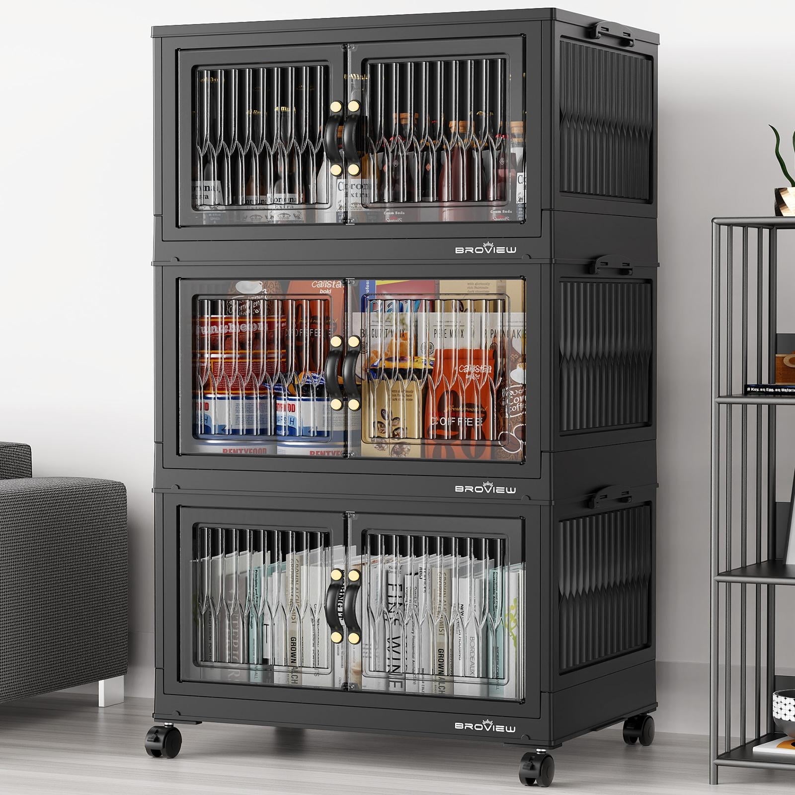 BROVIEW 240Qt Stackable Storage Bins with Lid, Plastic Closet ...