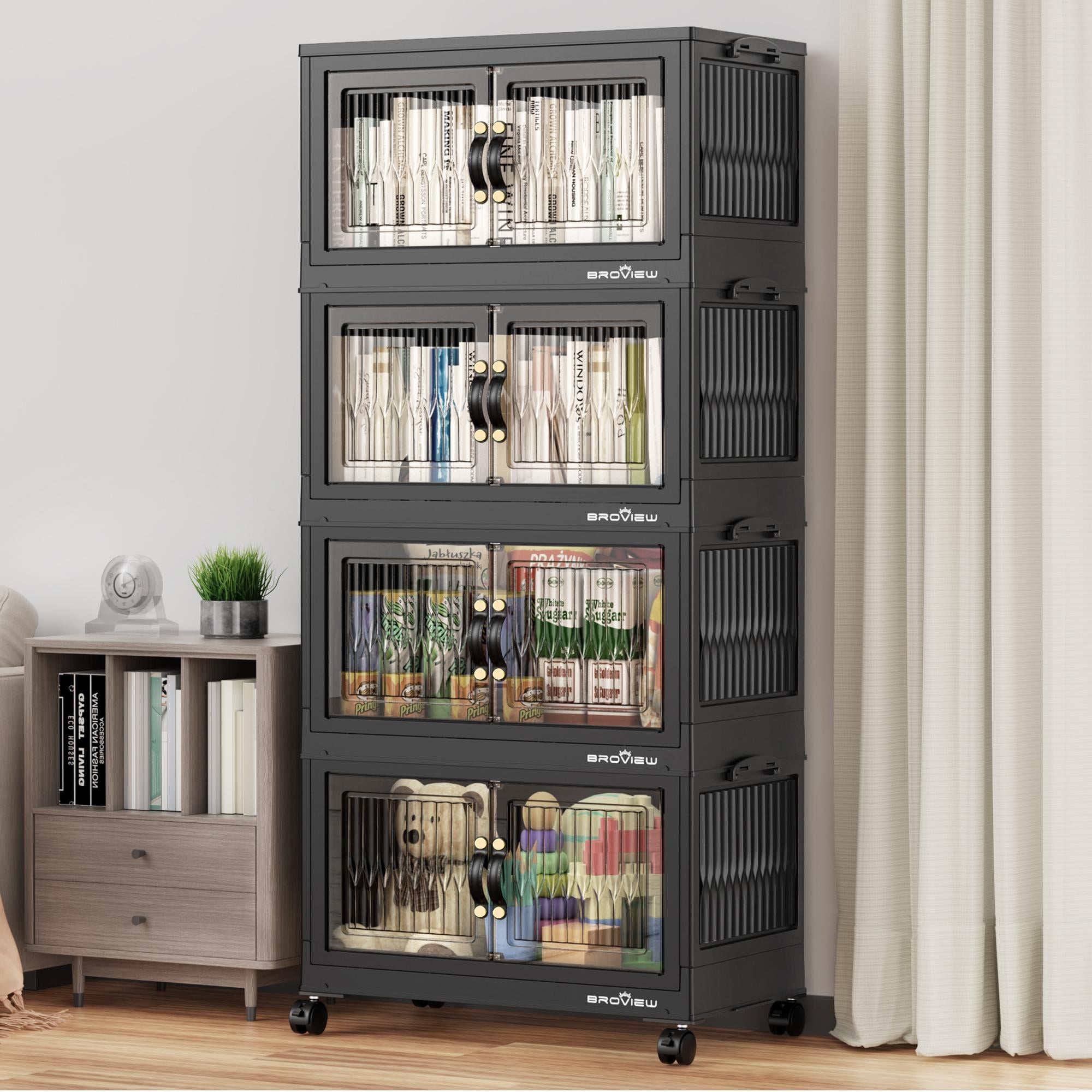 BROVIEW 240Qt Stackable Storage Bins with Lid, Plastic Closet ...