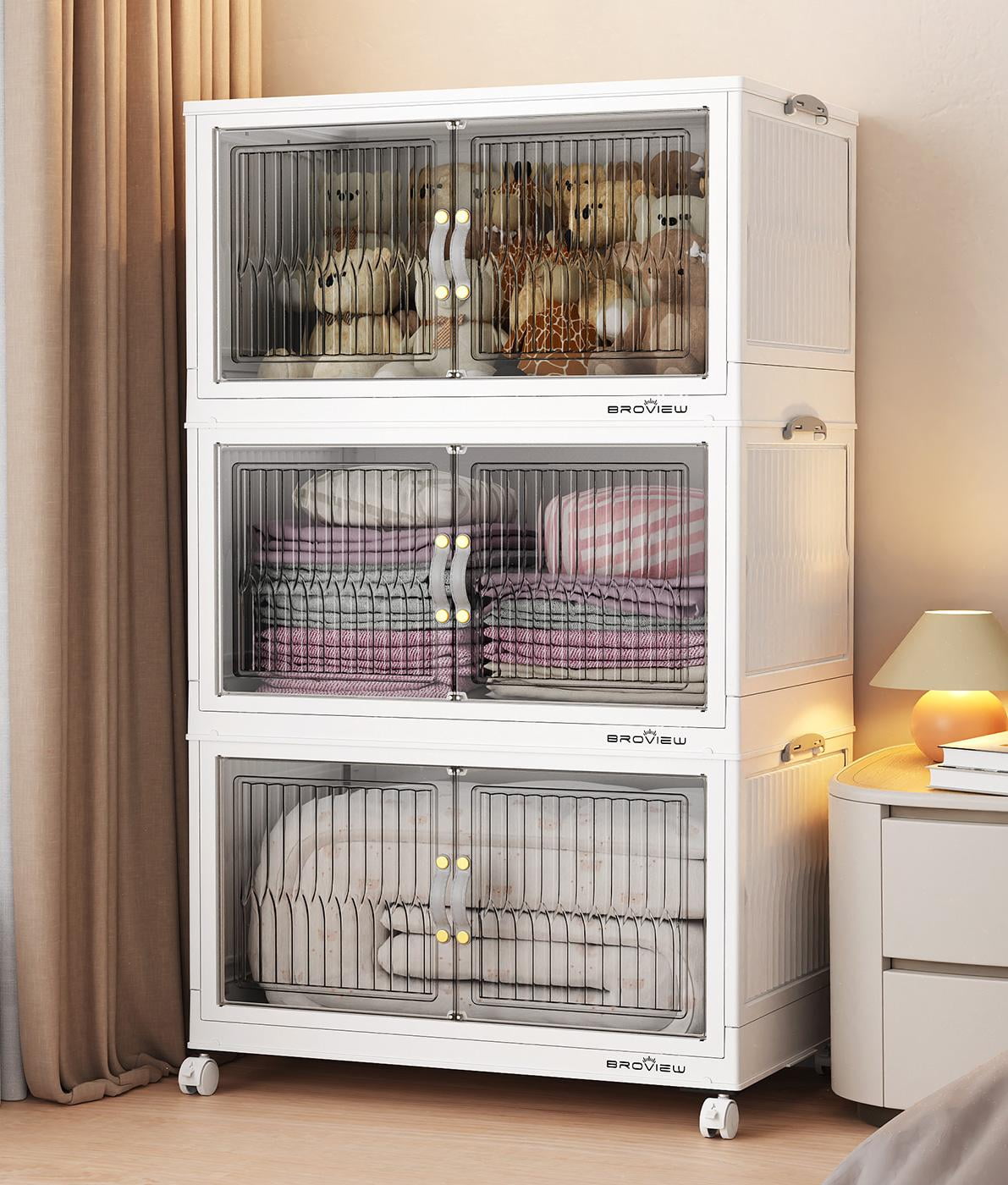 BROVIEW 240Qt Stackable Storage Bins with Lid, Plastic Closet ...