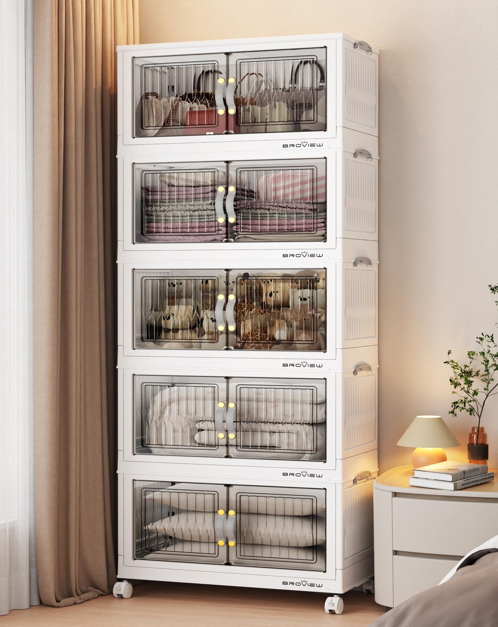 BROVIEW 300Qt Stackable Storage Bins with Lid, Plastic Closet ...