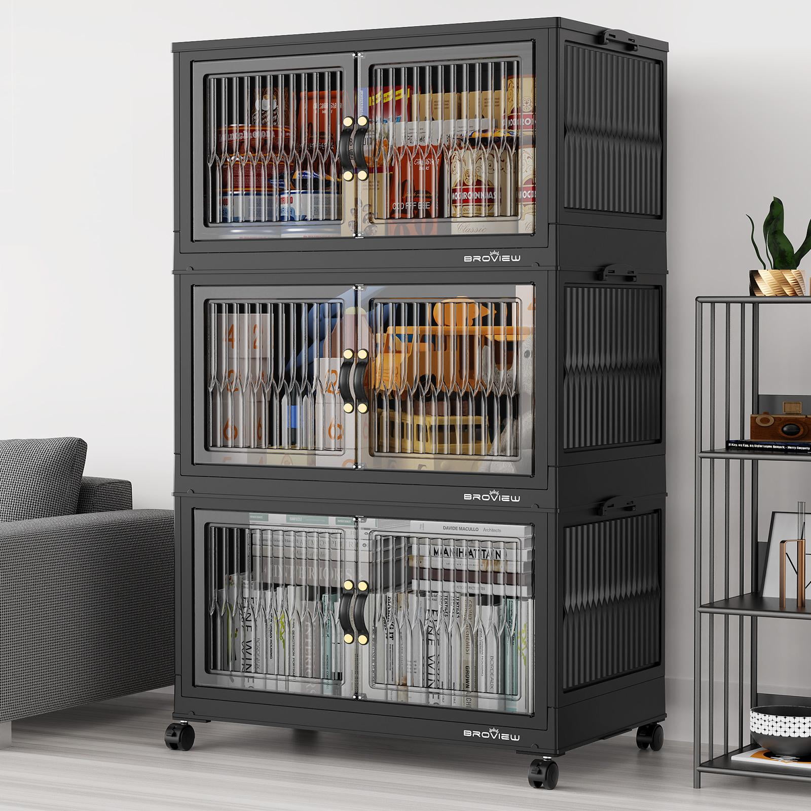 BROVIEW 300Qt Stackable Storage Bins with Lid, Plastic Closet ...