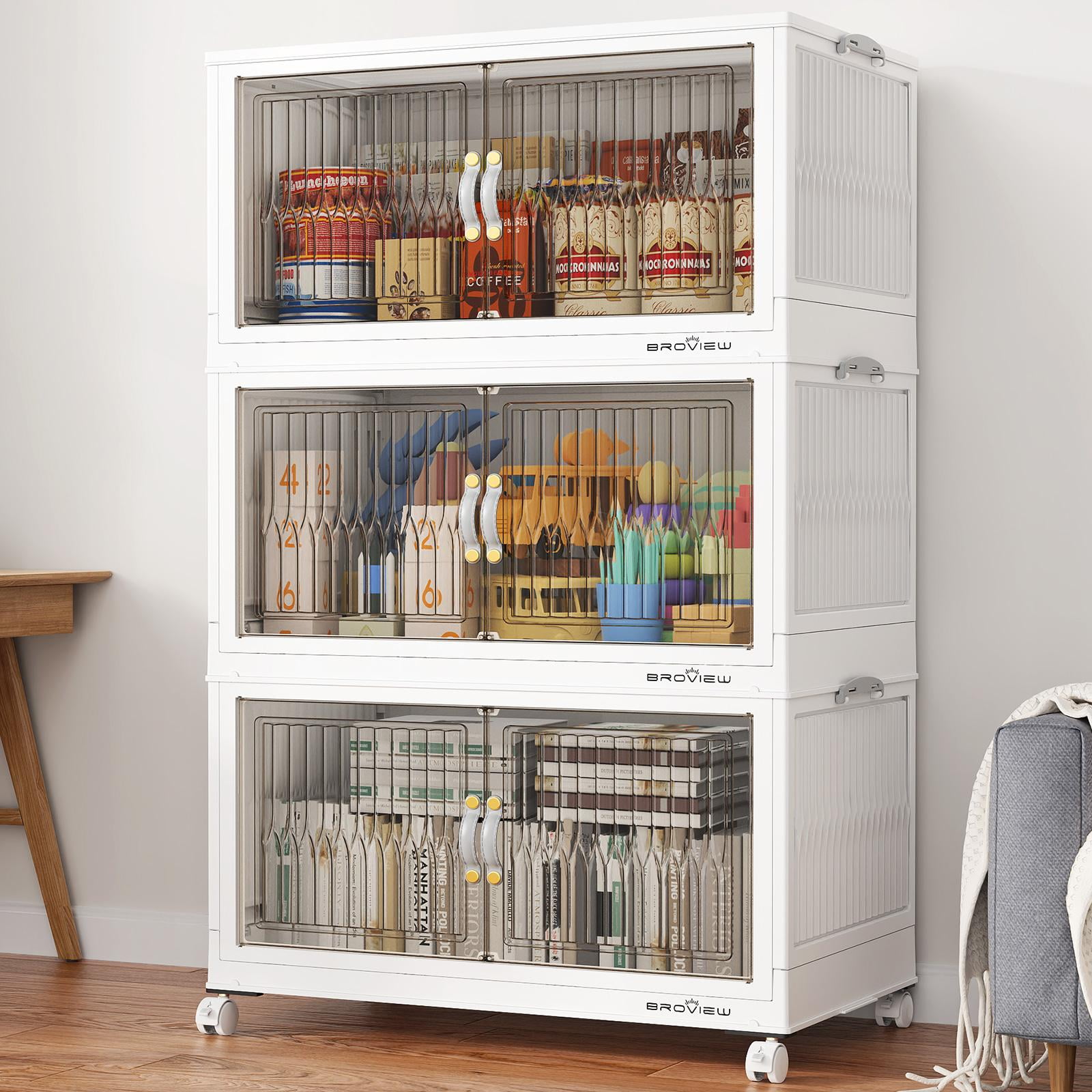 BROVIEW 300Qt Stackable Storage Bins with Lid, Plastic Closet ...