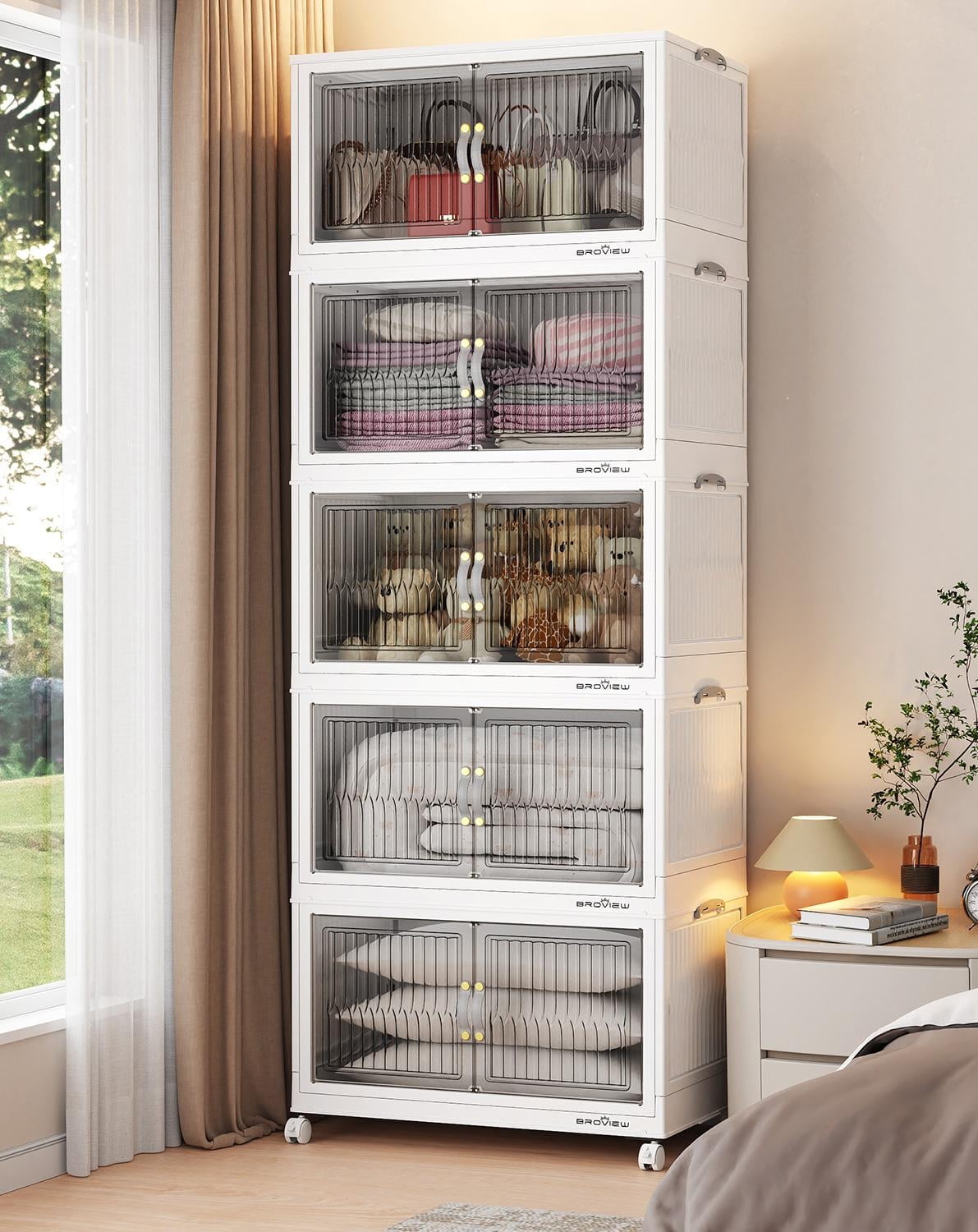 BROVIEW 400Qt Stackable Storage Bins with Lid, Plastic Closet ...