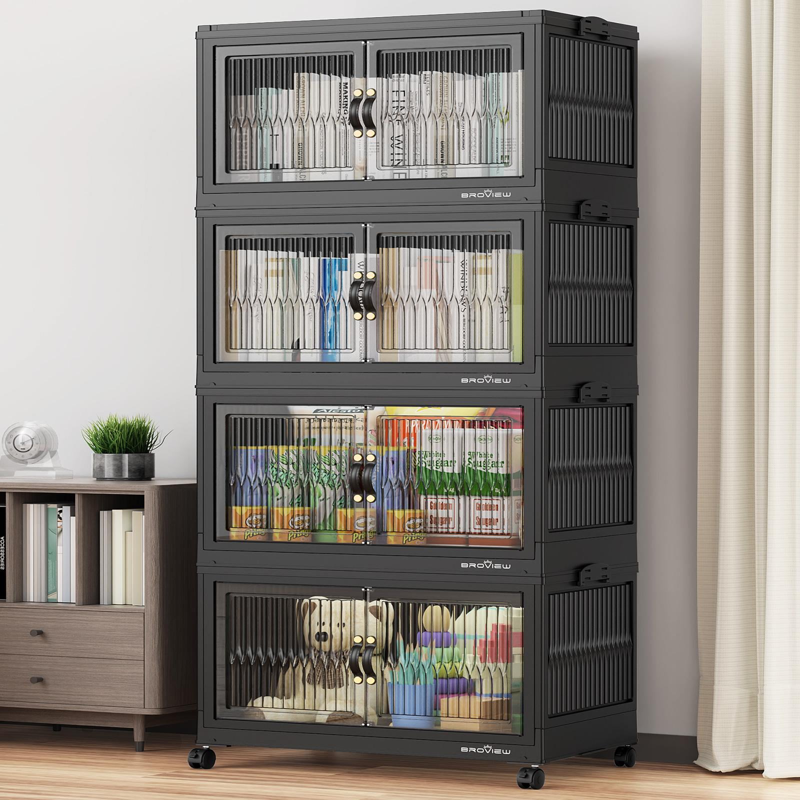 BROVIEW 480Qt Stackable Storage Bins with Lids, Plastic Closet ...