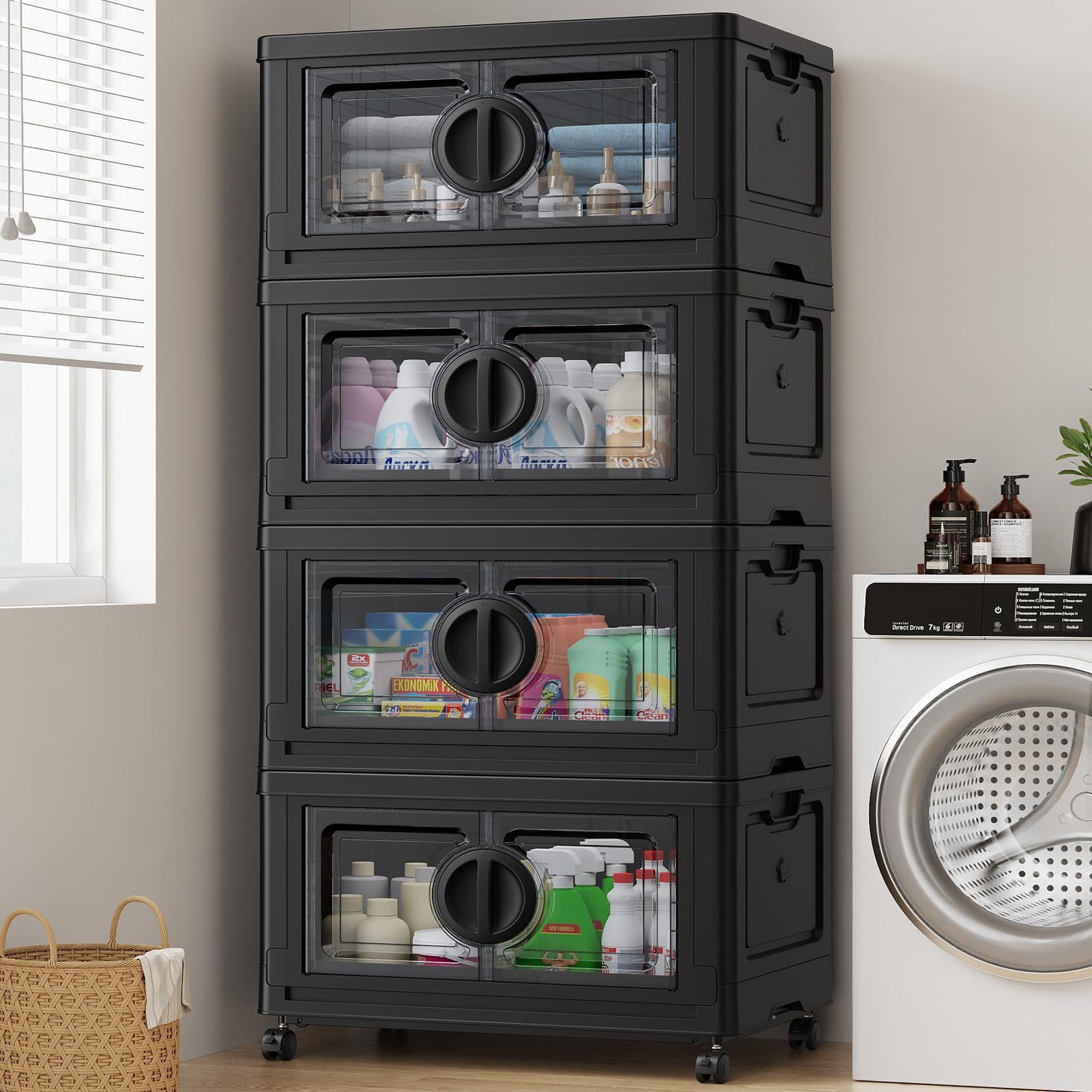 BROVIEW V9 120Gal Stackable Storage Bins, Plastic Collapsible Storage ...