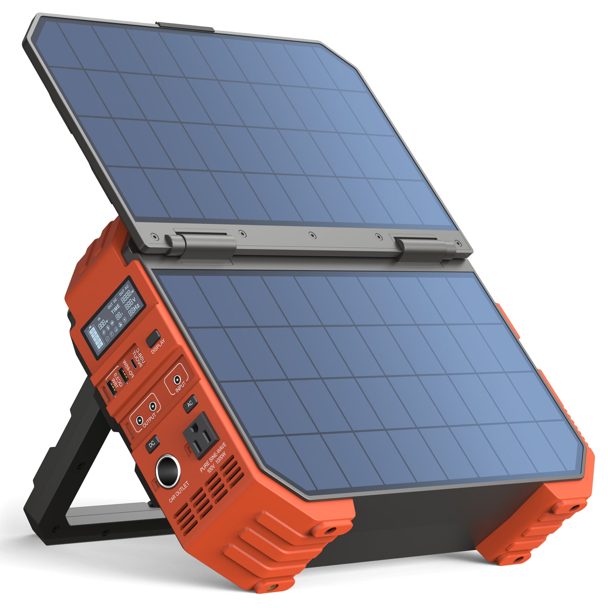 BROWEY 1000W Portable Power Station with 40W Solar Panel, 614WH/192000mAh Backup Lithium Battery ...