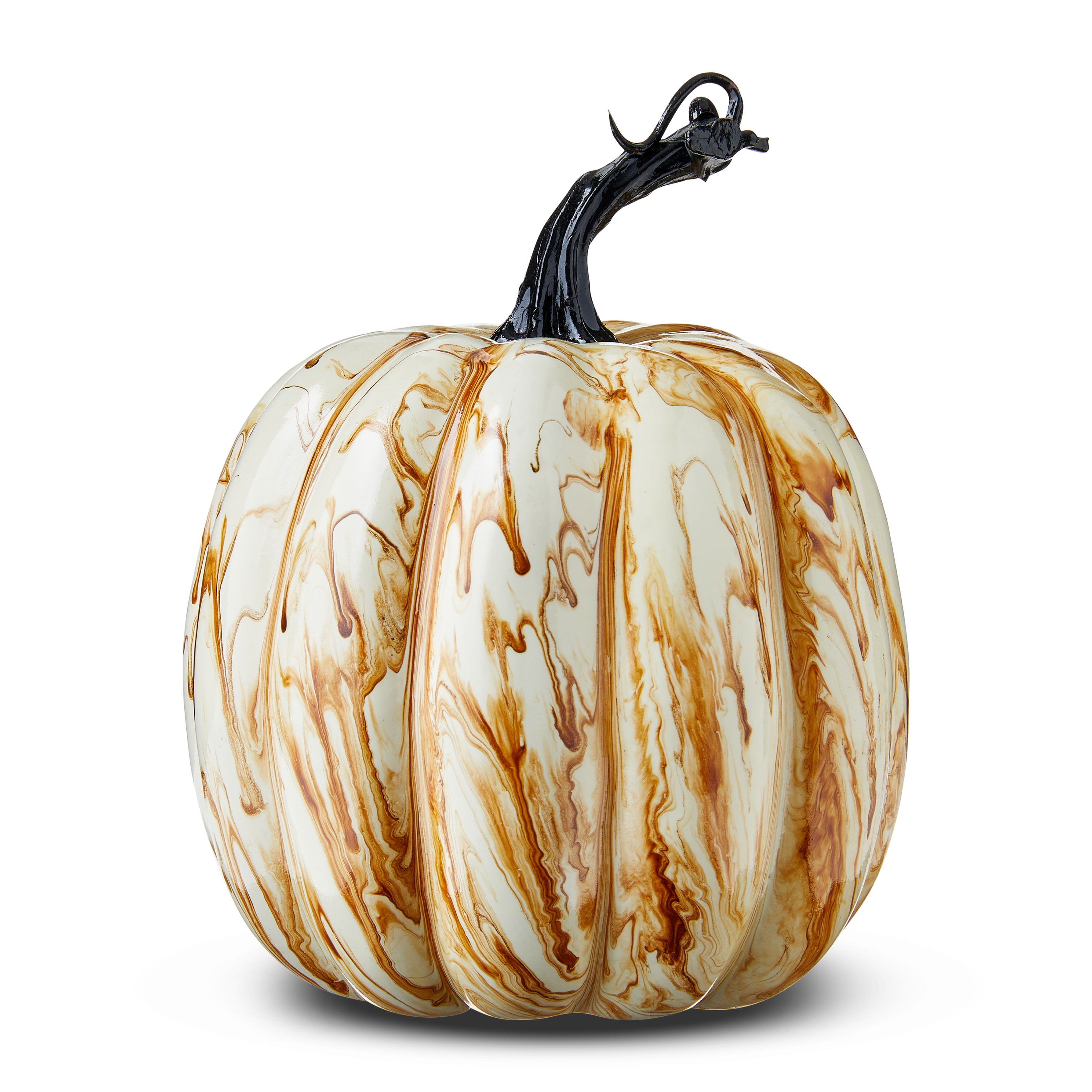 Marbled Foam Pumpkin Tabletop Decor, Brown & Cream, 7", Harvest by Way To Celebrate - Walmart.com