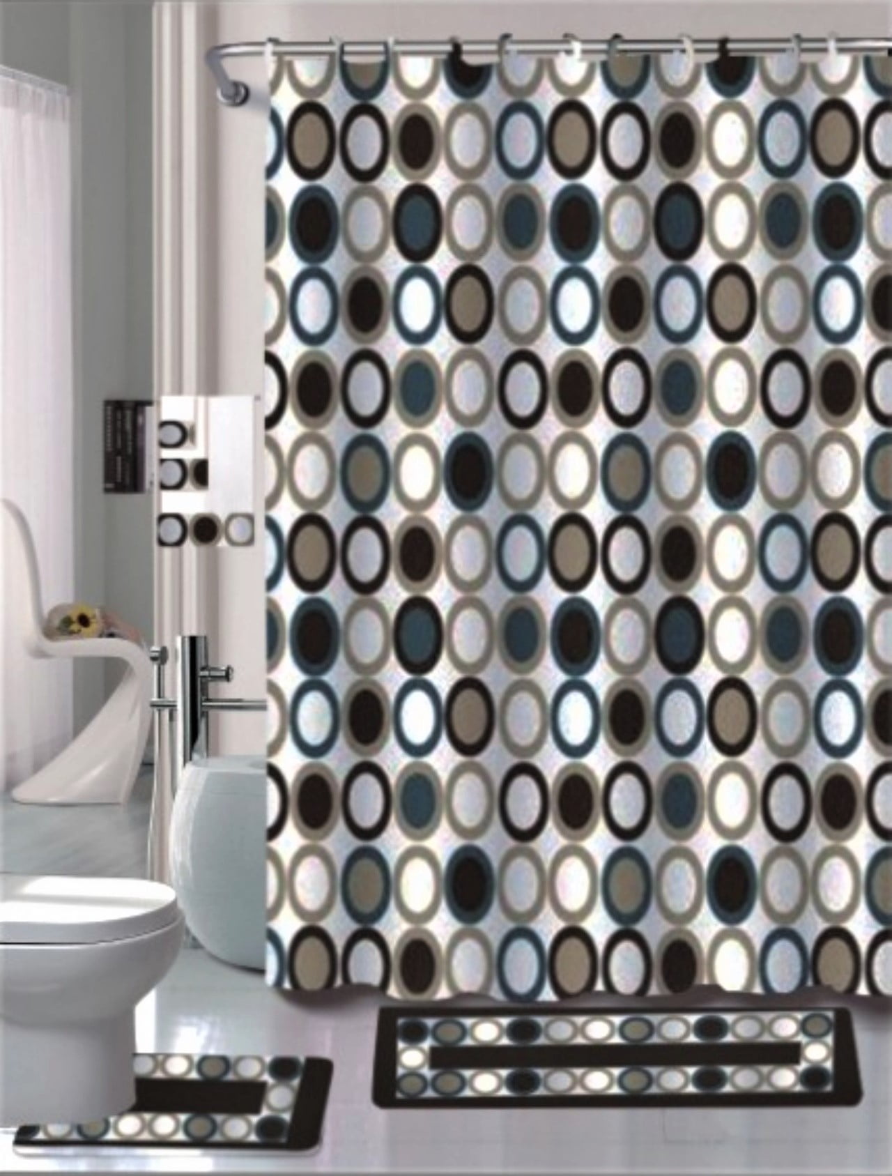BROWN SAMI 15-piece Hotel Bathroom Sets - 2 Non-Slip Bath Mats Rugs ...