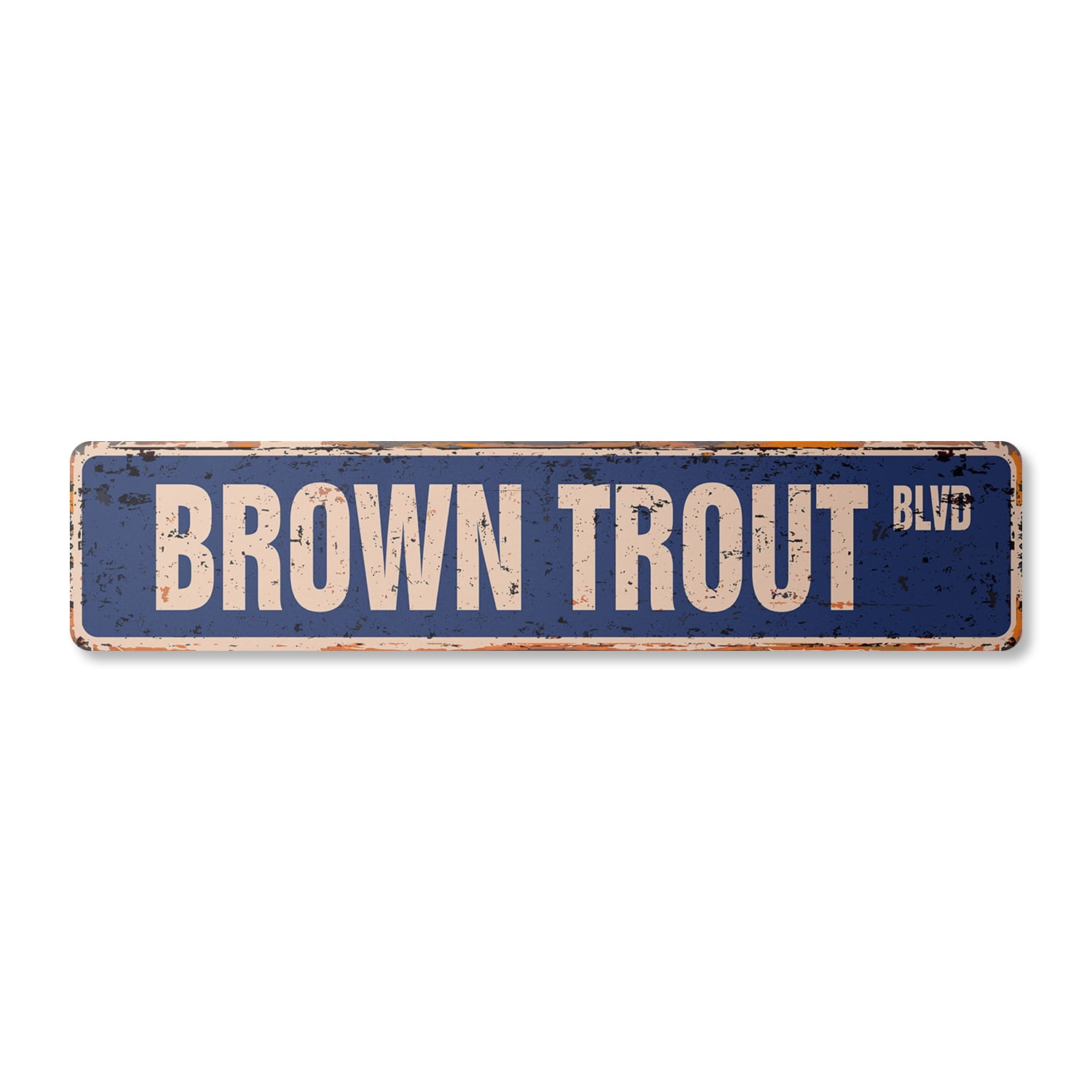 BROWN TROUT Vintage Aluminum Street Sign fishing fisherman fish game ...