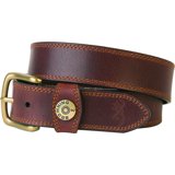 BROWNING BBE10100844 BROWNING LEATHER BELT 44 BROWN W/SHOTSHELL HEAD ON ...