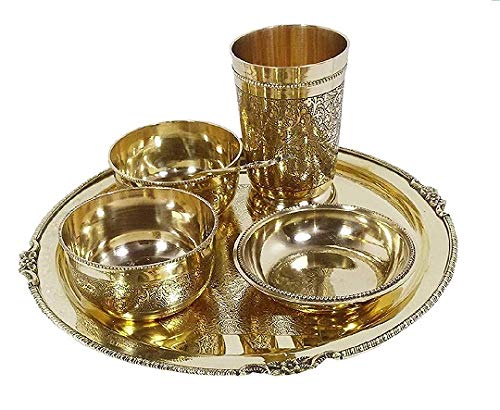 BRRL Brass Dinner SetBrass Thali Set Luxury Spoon Restaurant ...