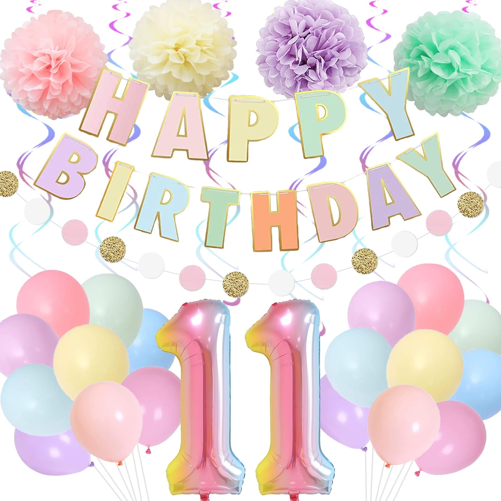 BRT Bearingshui 11thEGSC Birthday Decorations, 40 Inch Rainbow Gradient ...