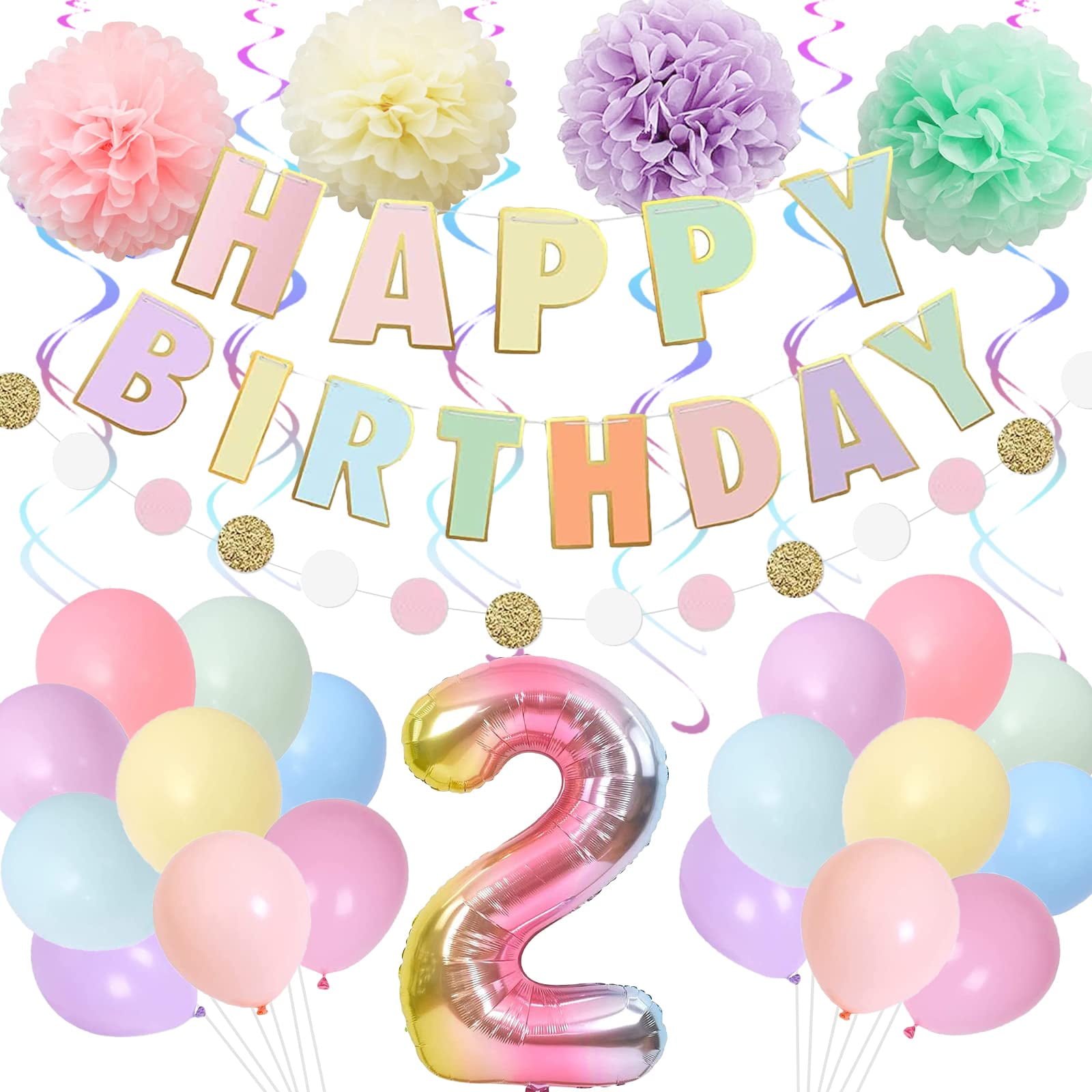 BRT Bearingshui 2th FEV6 Birthday Decorations, 40 Inch Rainbow Gradient ...