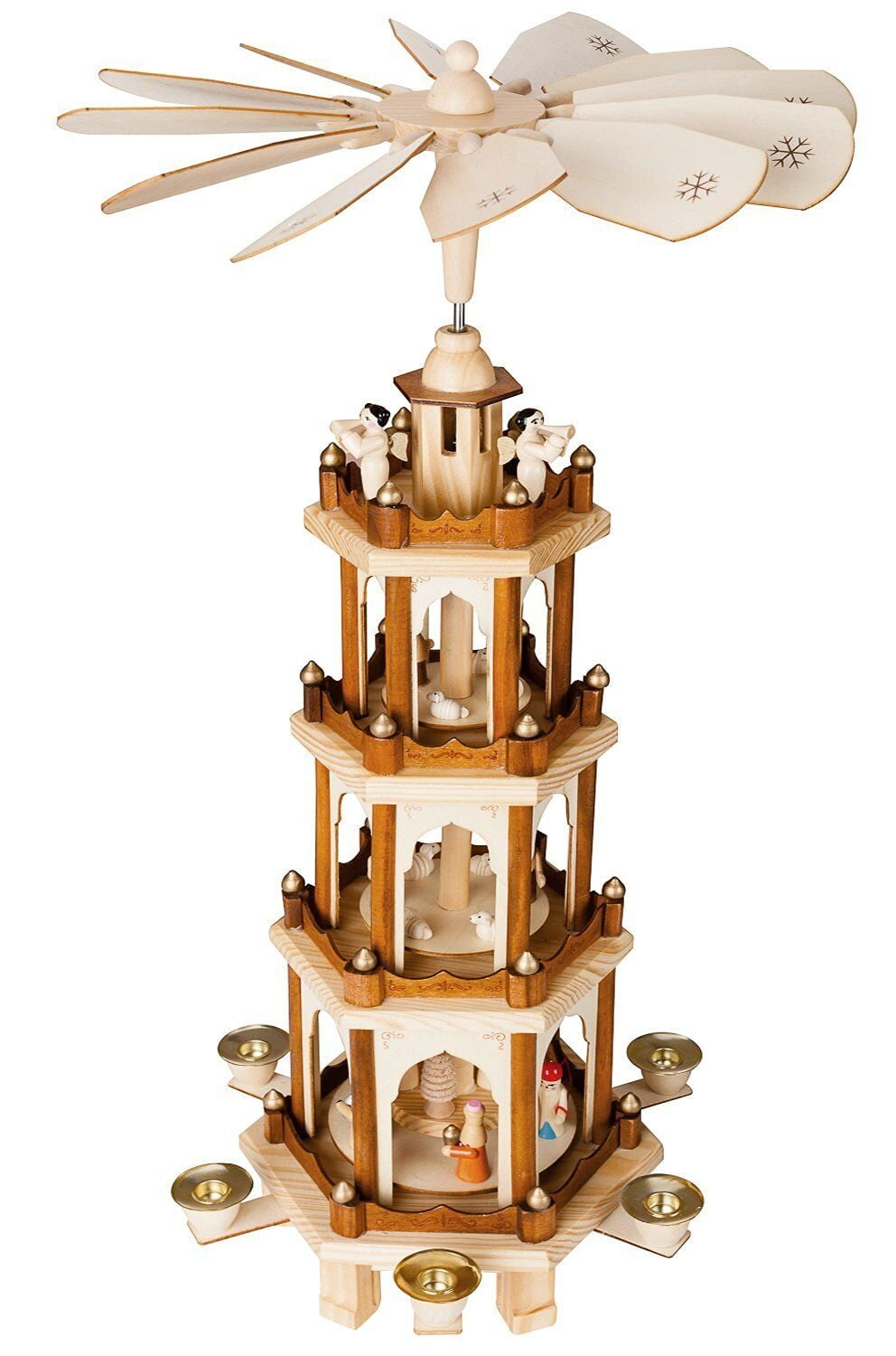BRUBAKER Christmas Pyramid 24" Wood Nativity Play, 4 Tier Carousel ...