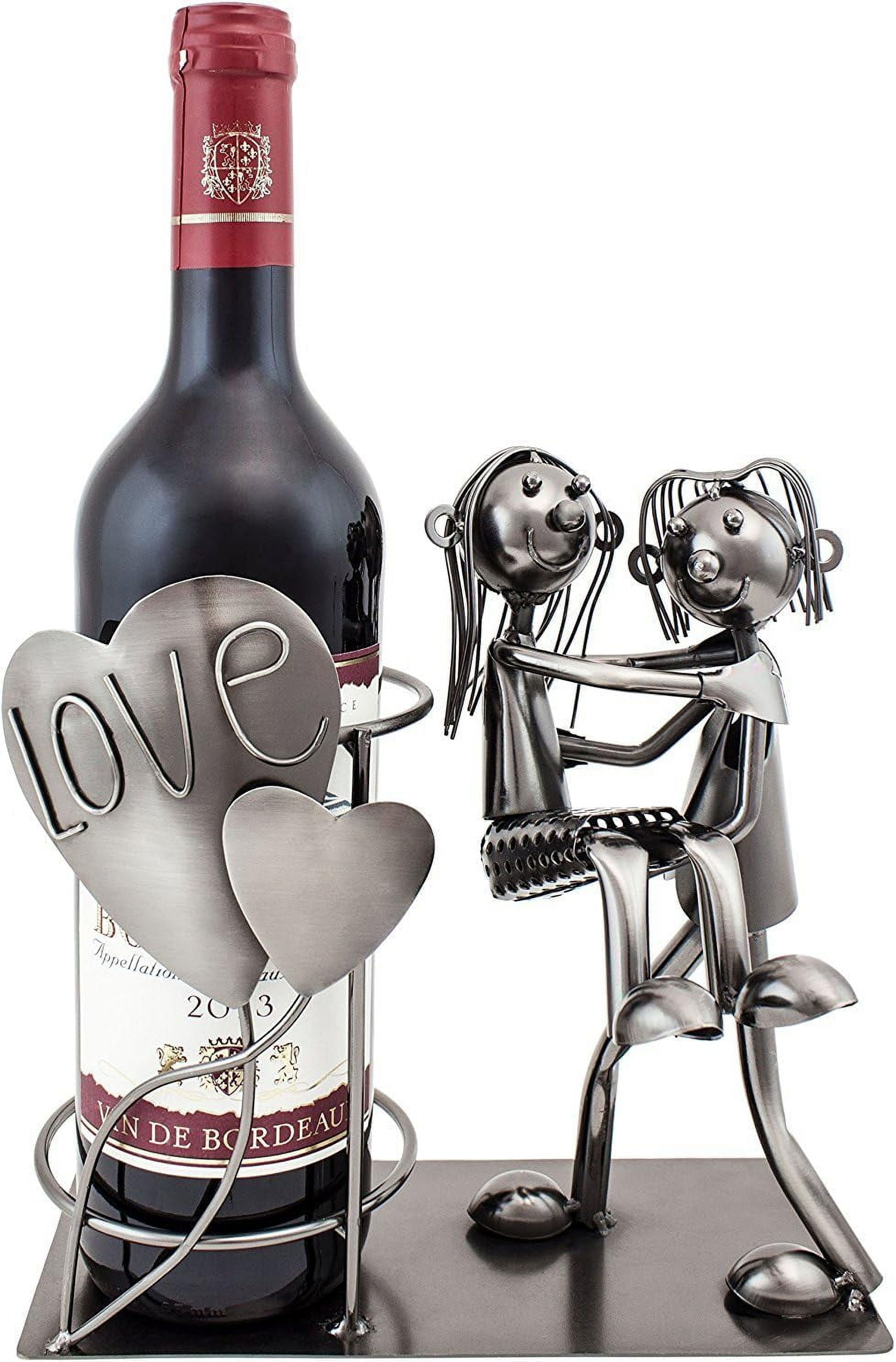 BRUBAKER Wine Bottle Holder Statue Love Couple, Carrying Wife Over The ...