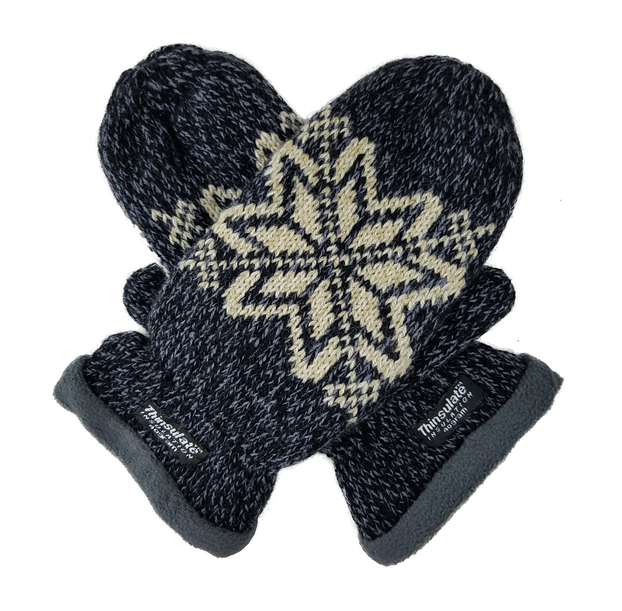 BRUCERIVER Women Snowflake Knit Mittens with Warm Thinsulate Fleece ...
