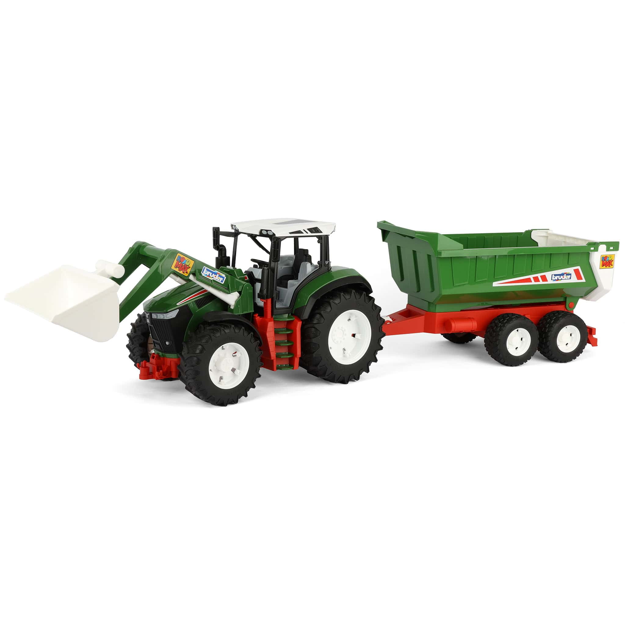 Bruder 1/16 RoadMax Tractor with Frontloader and Tipping Trailer, 03452 ...