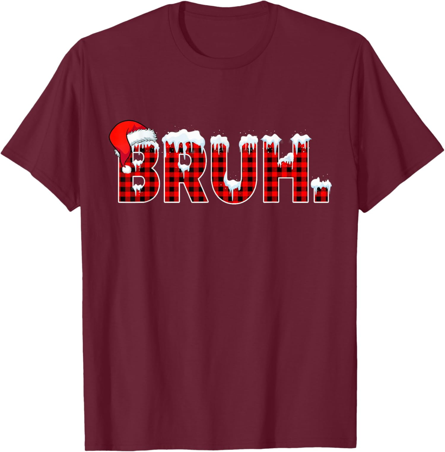 BRUH Christmas Tee - Funny Plaid Letters Design for Festive Humor ...