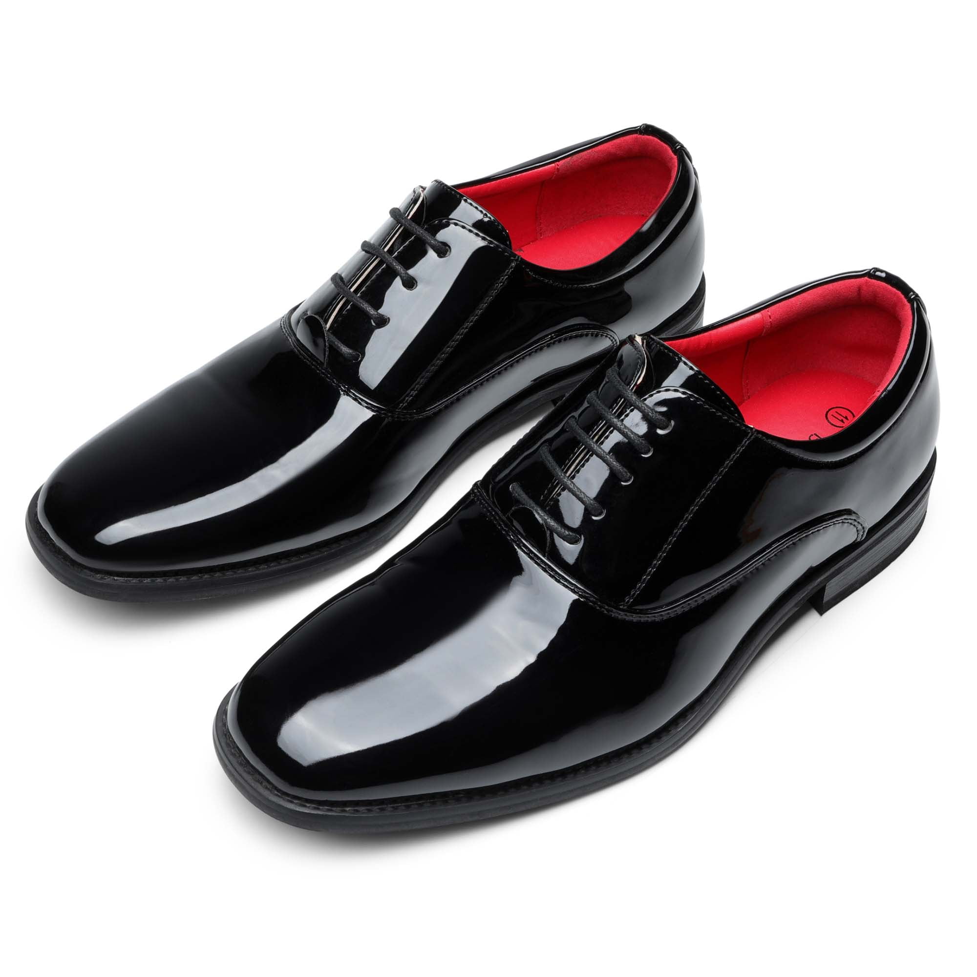Men's Faux Patent Leather Tuxedo Dress Shoes Classic Lace-up Formal ...