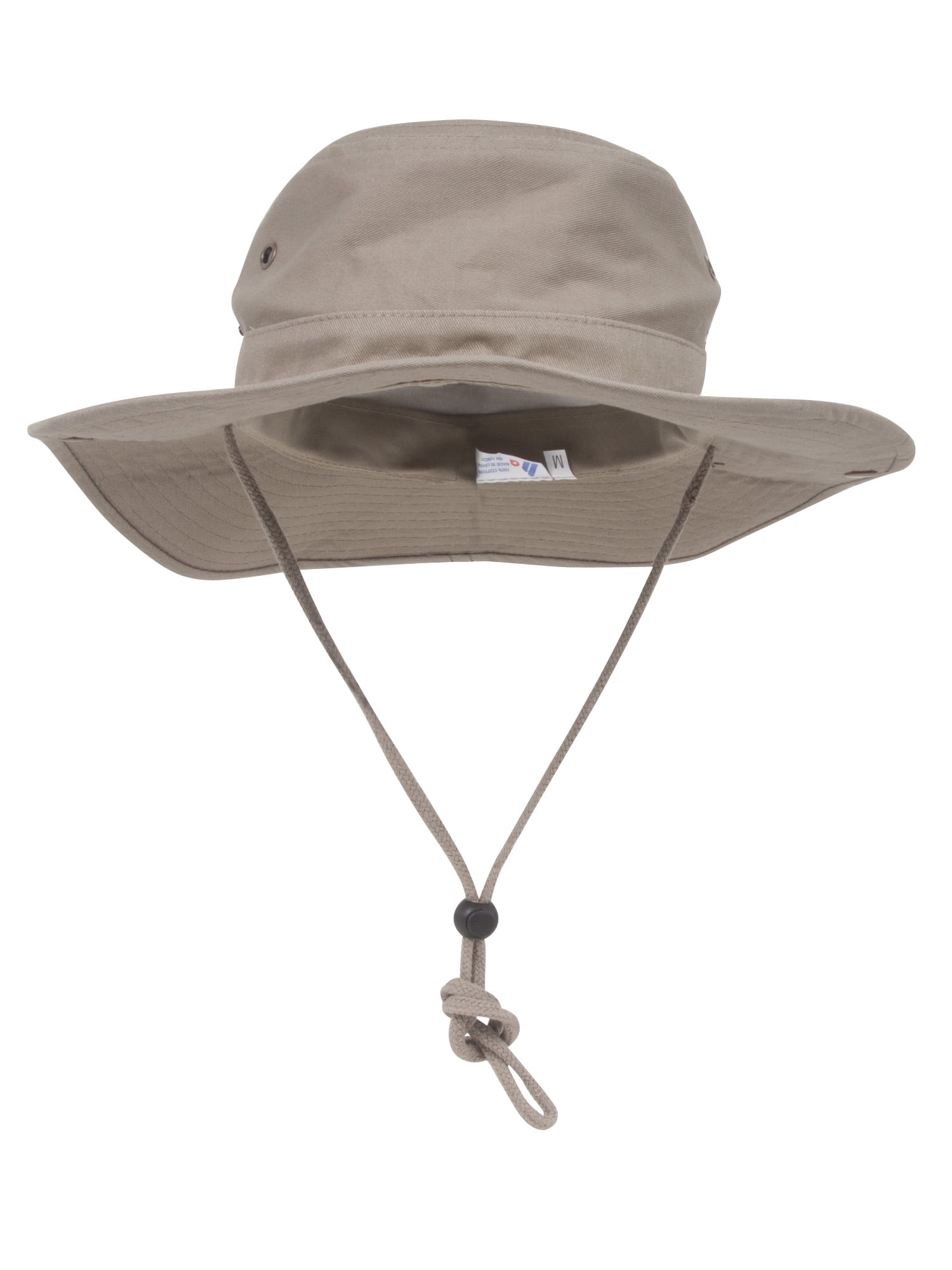 BRUSHED TWILL AUSSIE HAT WITH SIDE SNAPS & CHIN CORD, Khaki Medium ...