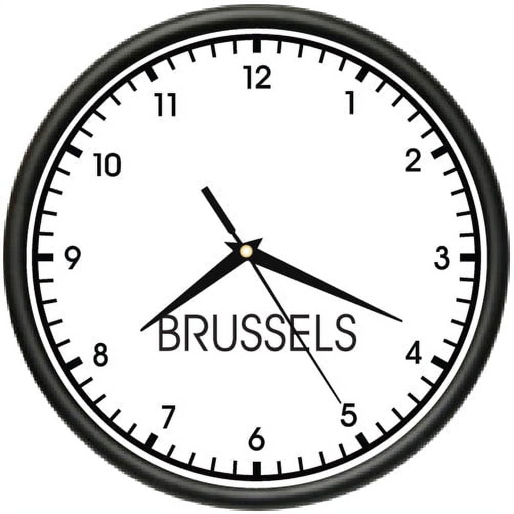 BRUSSELS TIME Wall Clock world time zone clock office business ...