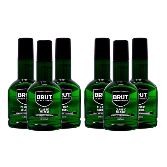Brut, Classic Scent Cologne, 5 oz, Pack of 6, Easy Grip Bottle ...