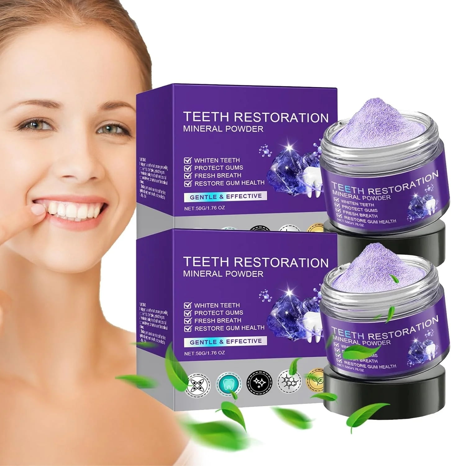 BRWJ 2pcs Teeth Restoration Mineral Powder Mineral Tooth Powder for ...
