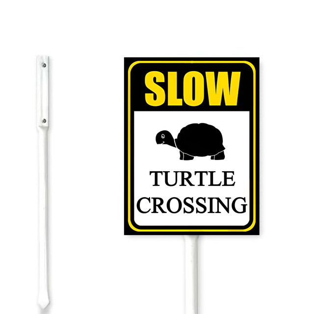 BRillianhyt (6X4.6 )IN Slow Down Turtle Crossing Yard Sign With Stake ...