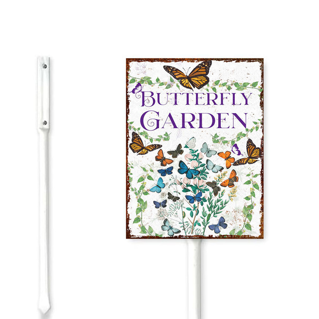 BRillianthy (6x4.6)IN Butterfly Garden Sign With Metal Stakes For ...