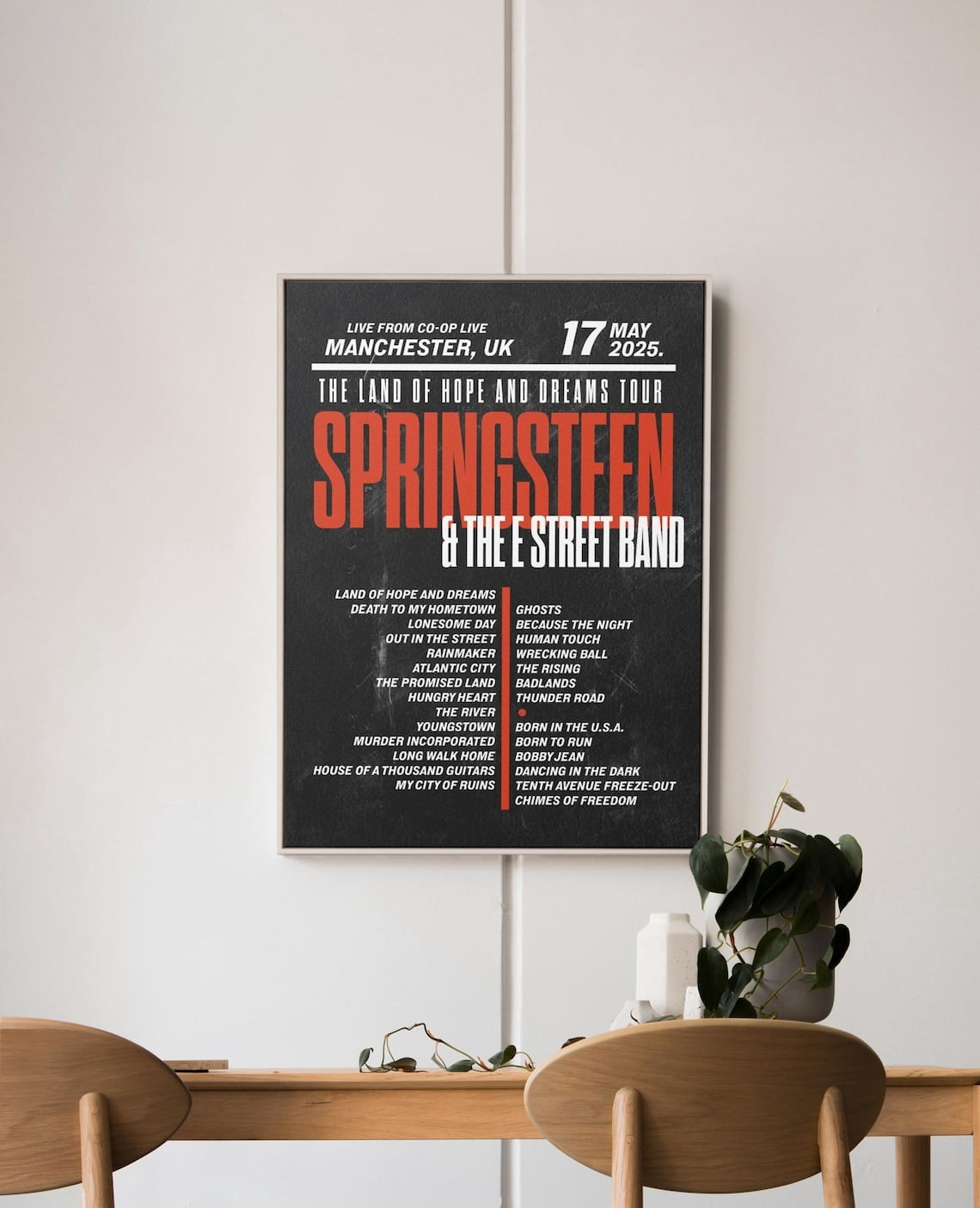 BRruce SpringsTteen 2025 Manchester Setlist Poster – Co-Op Live Arena ...