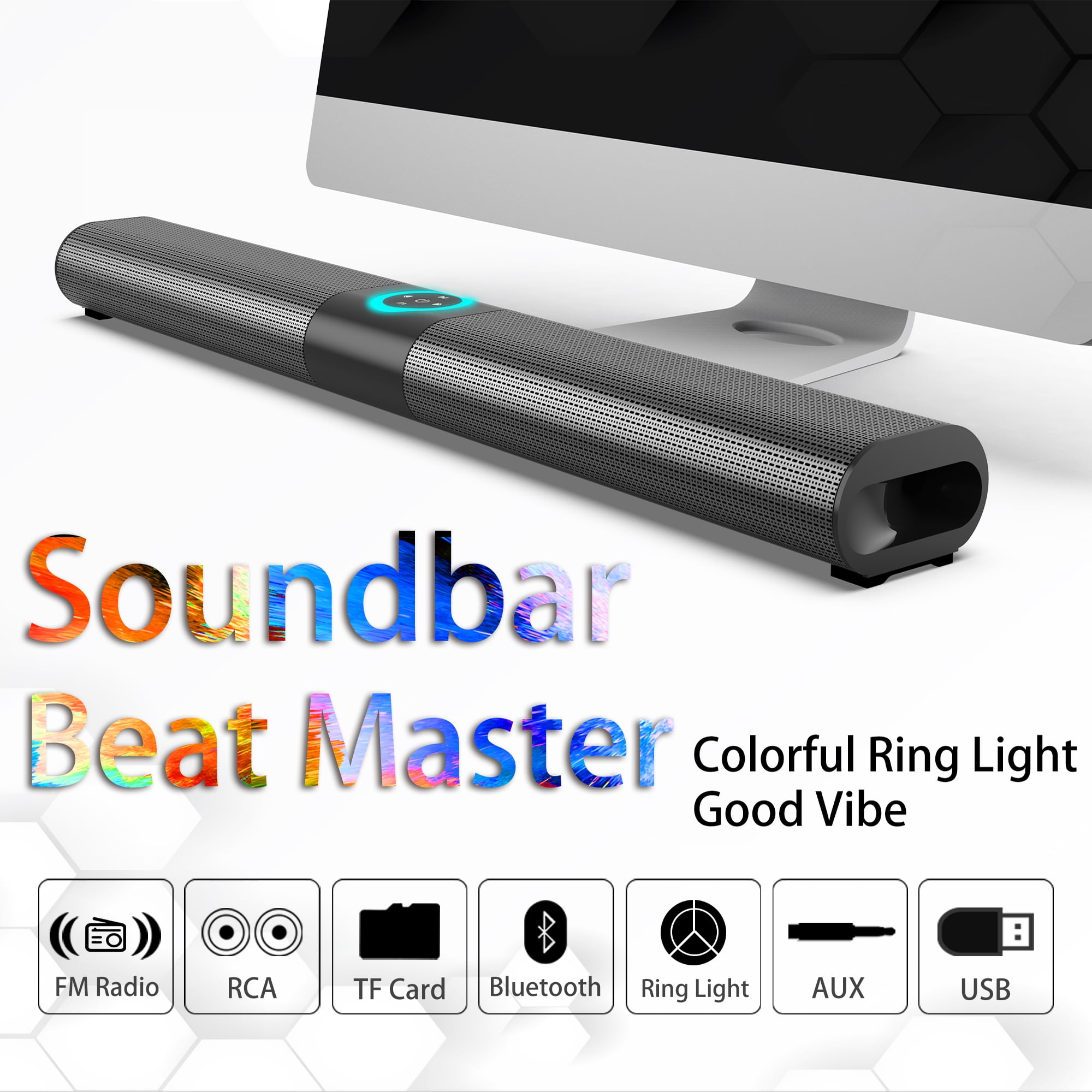 BS-20 Portable RGB Bluetooth Speaker HIFI TV Soundbar Outdoor Wireless ...