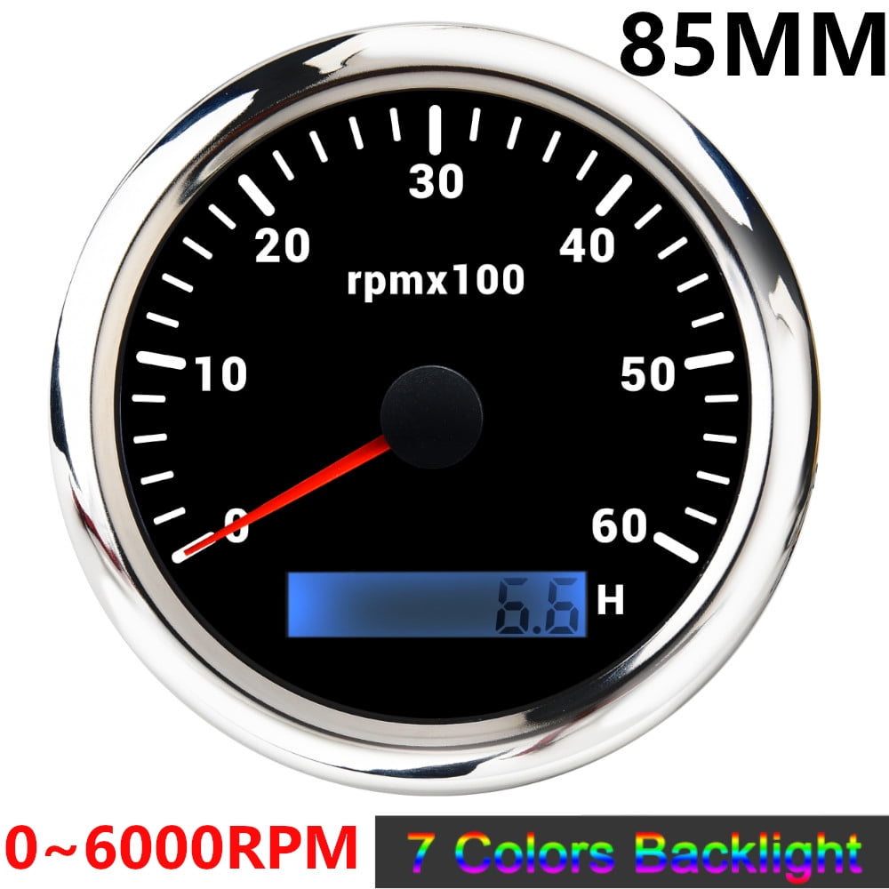 BS 6000 rpm meter-85mm Tachometer Tacho With 7 Colors Backlight Marine ...
