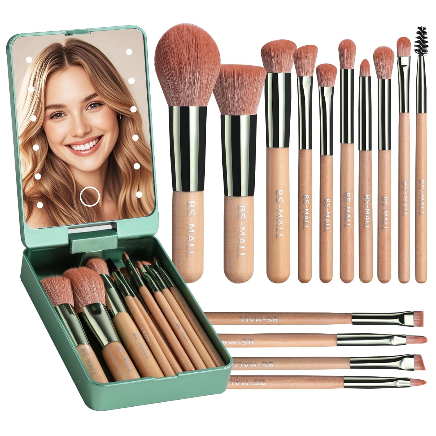 BS-MALL Travel Makeup Brush Set Foundation Powder Concealers Eye ...