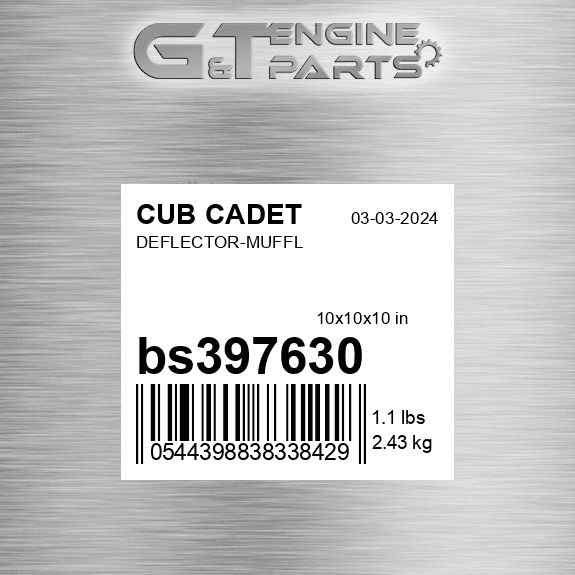 BS397630 DEFLECTOR-MUFFL fits CUB CADET (New OEM) - Walmart.com