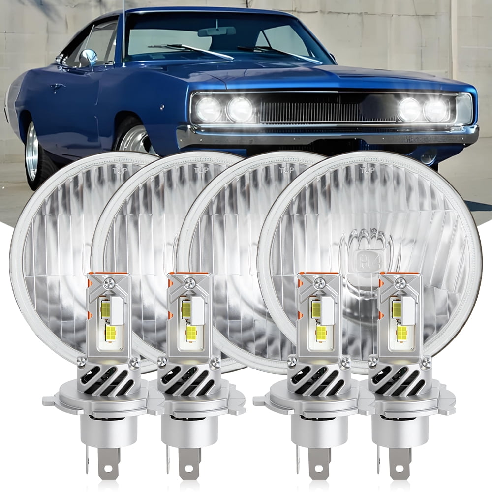 BSBSDJB 4Pcs 5.75" LED Round Headlights High/Low Beam for Dodge Charger ...