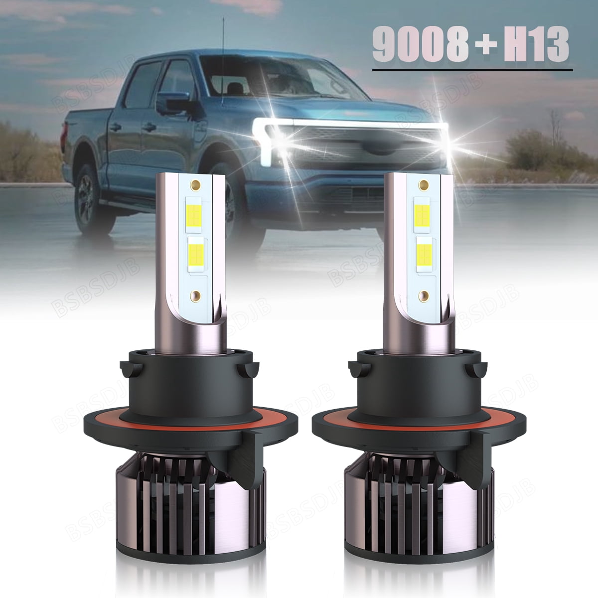 BSBSDJB 9008 H13 White LED Headlight Bulbs High Low Beam for Ford F-150 ...
