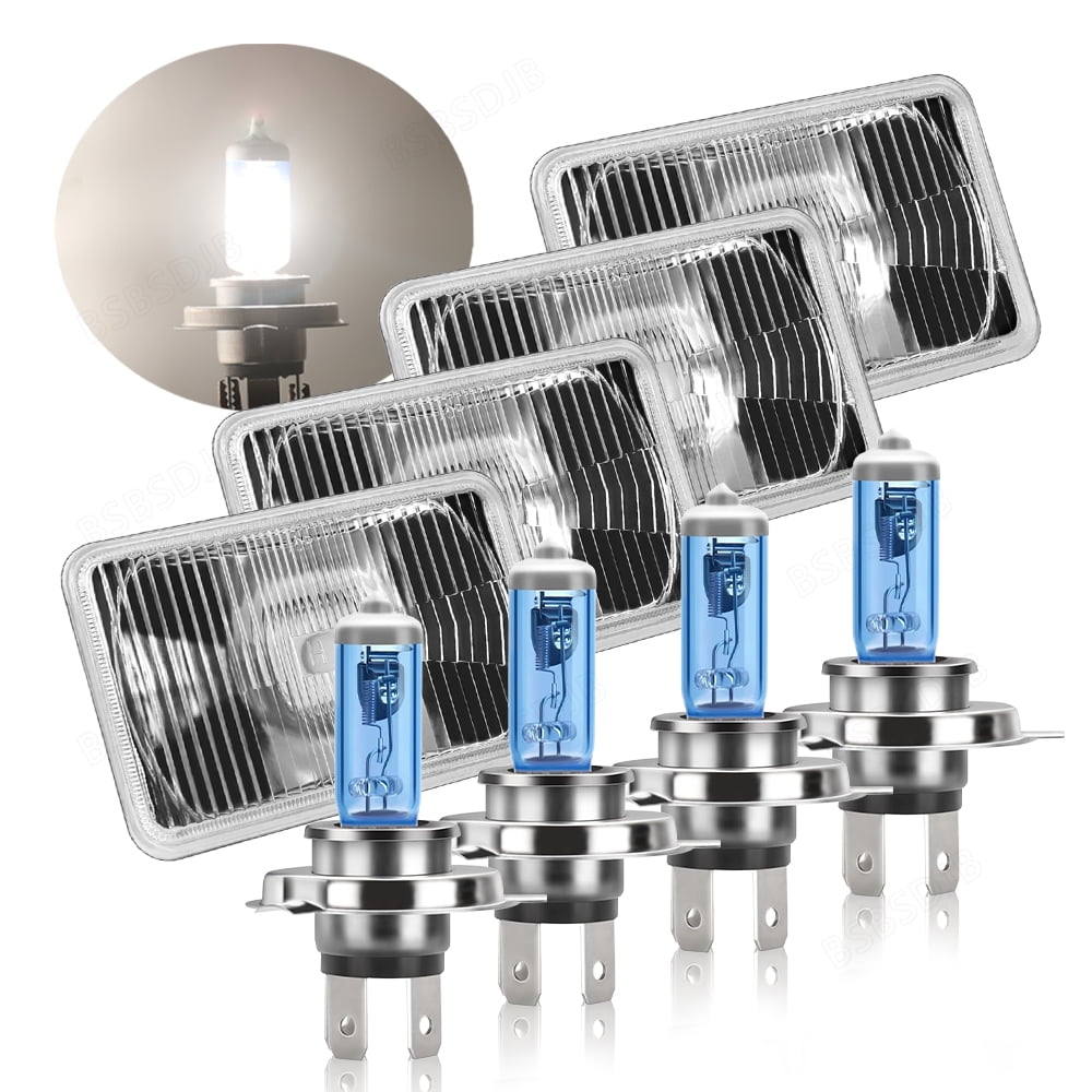 BSBSDJB Black 4PCS 4"X6" Halogen Headlights High-Low Beam for Western ...