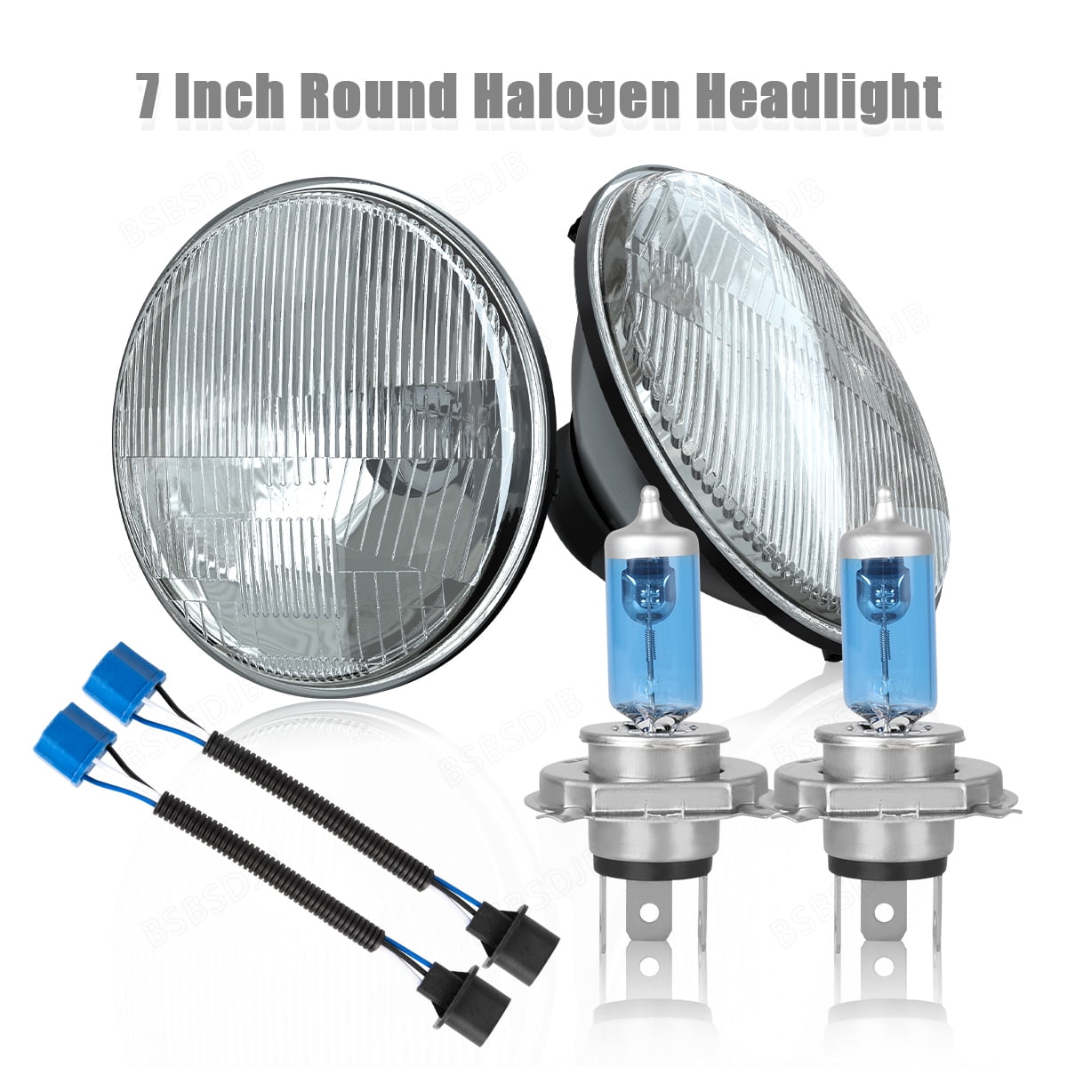BSBSDJB Pair 7inch Round Headlights Halogen High/Low Beam For Datsun ...