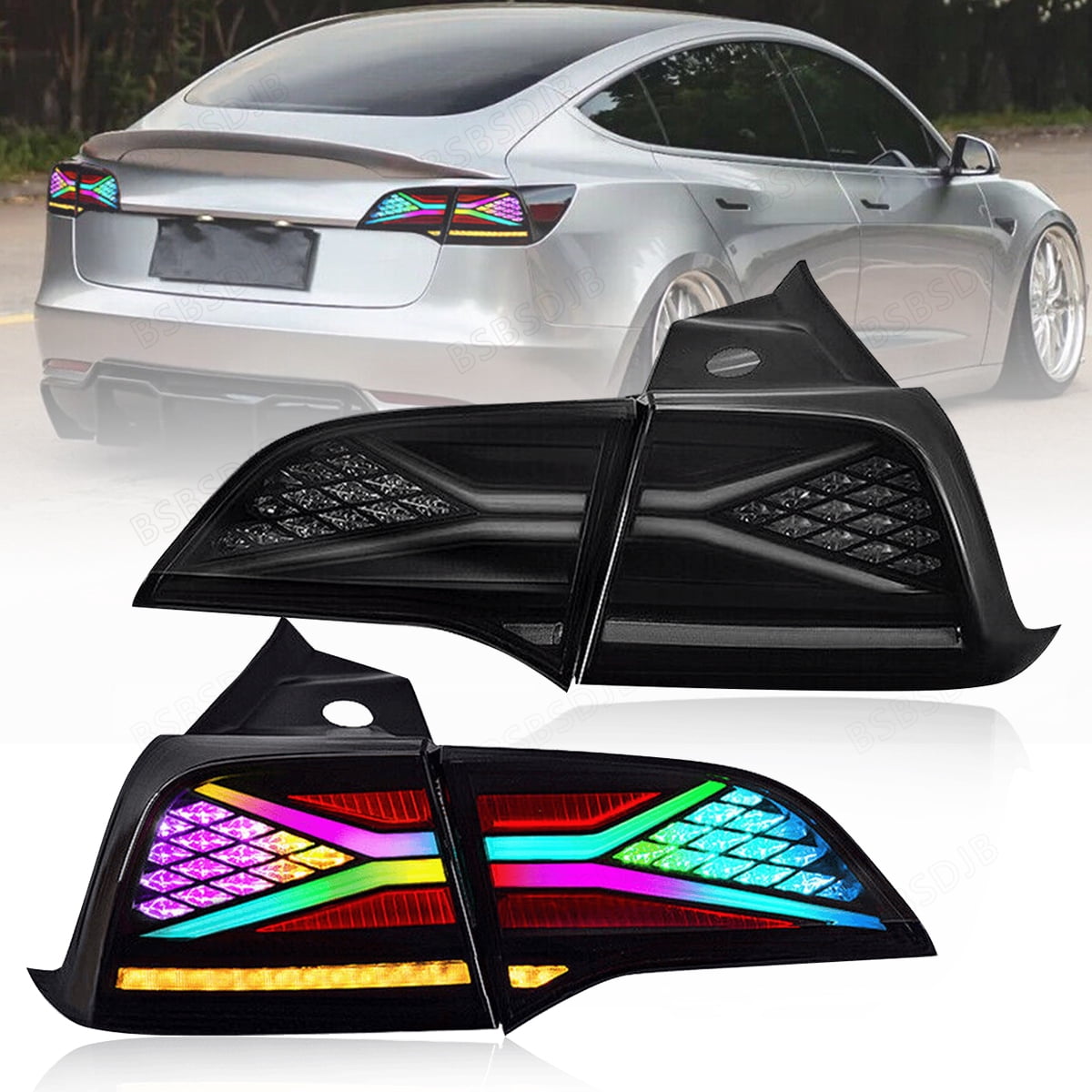 BSBSDJB Rear RGB Color LED Tail Lights For Tesla Model 3 Model Y 2017 ...