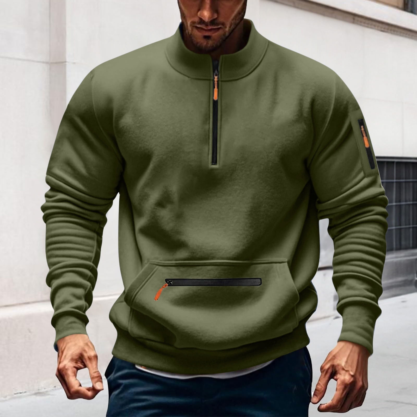 BSDJILFG 1/2 Zip Up Sweatshirts for Men Long Sleeve Athletic Stand ...