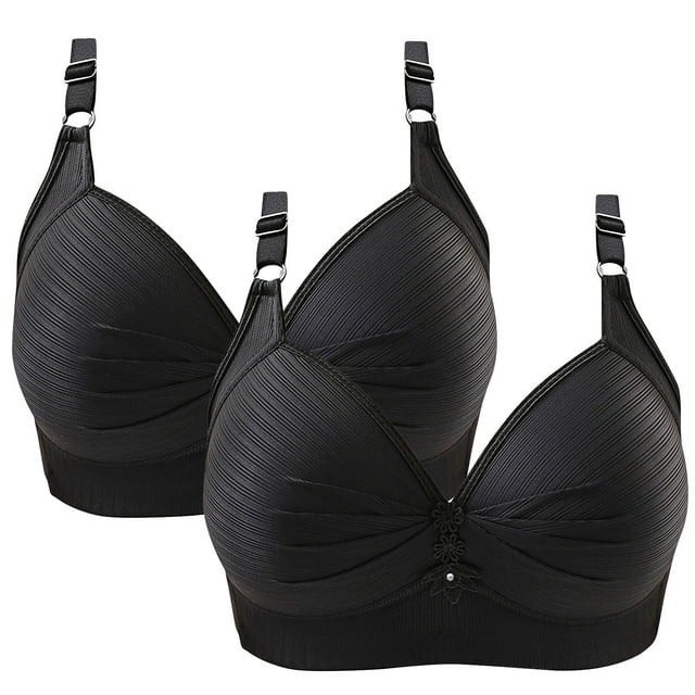 BSDJILFG 2 Pack Wireless Bras for Large Bust Women,Push-Up Convertible ...