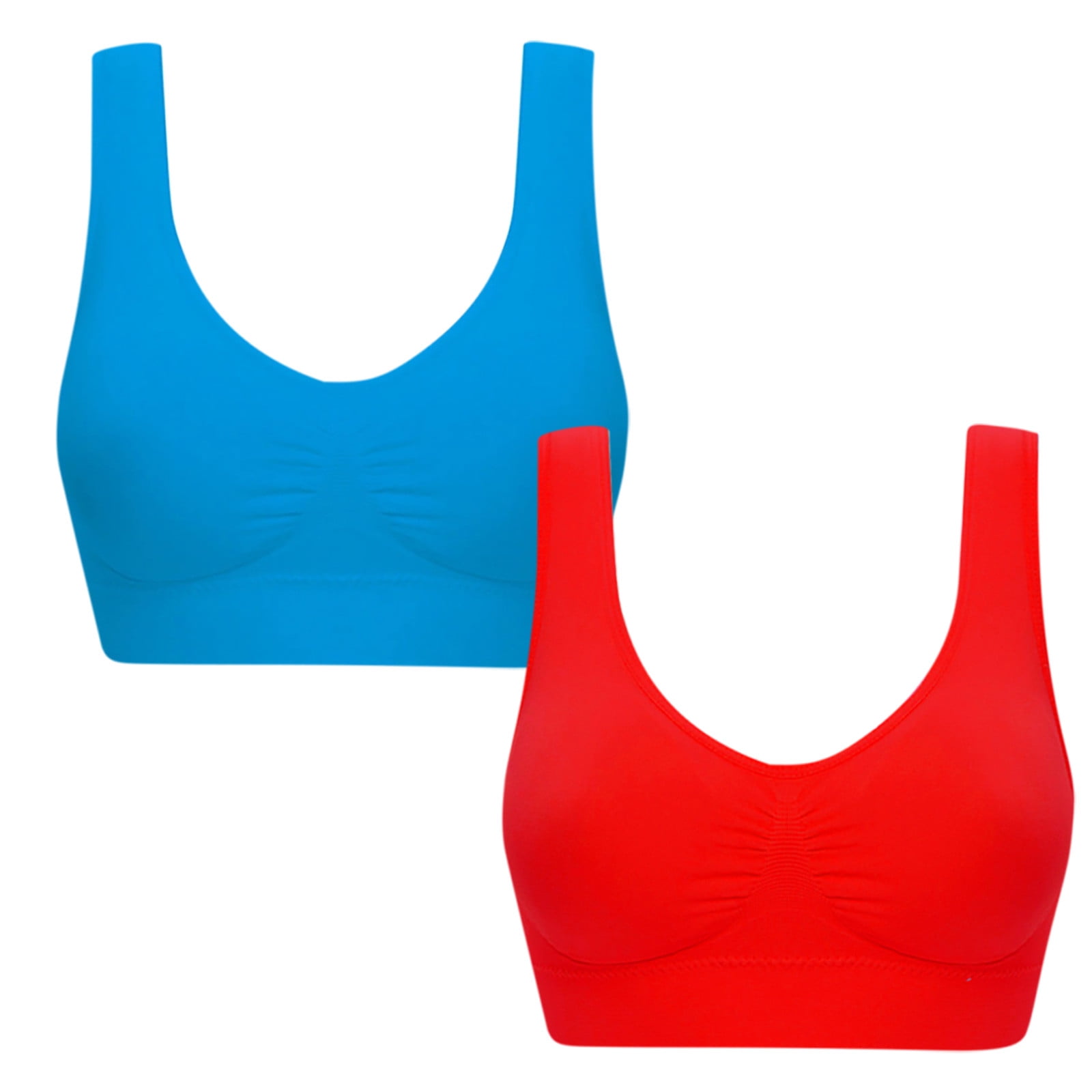 BSDJILFG 2 Pack Yoga Sports Bras for Women,Full Coverage Workout Bras ...