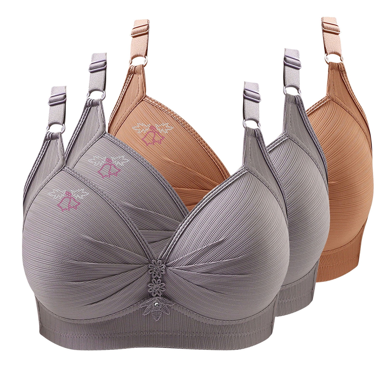 BSDJILFG 3 Pack Full Coverage Bras for Women Wide Straps Plus Size Big ...