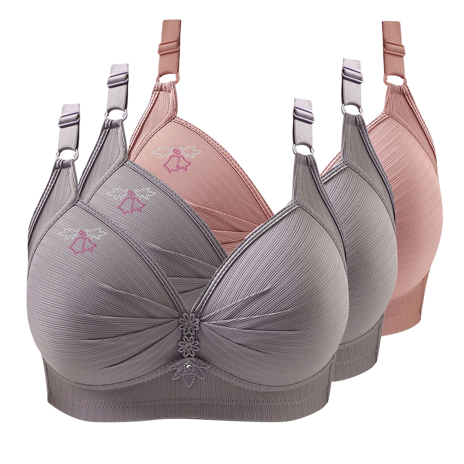 BSDJILFG 3 Pack Full Coverage Bras for Women Wide Straps Plus Size Big ...