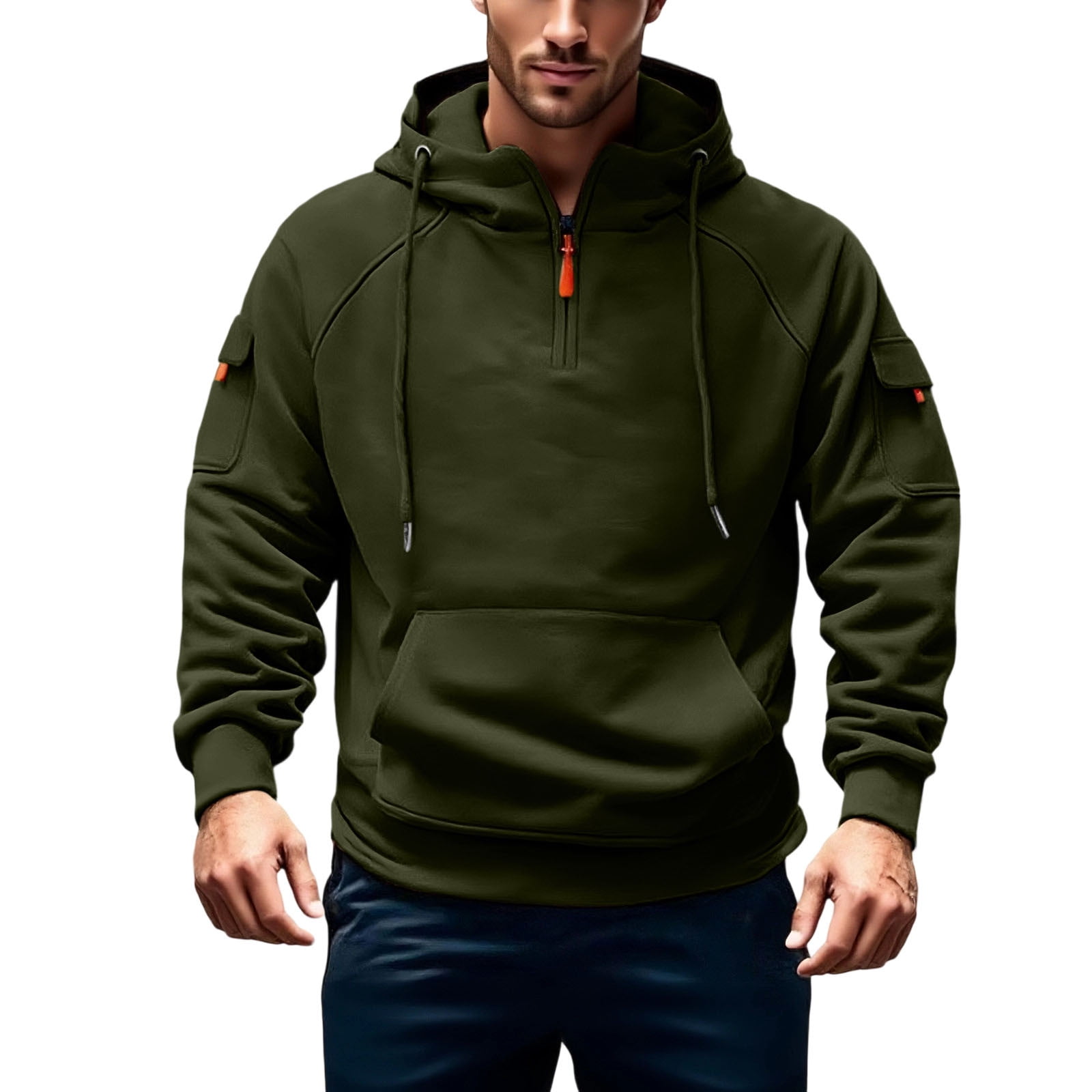 BSDJILFG Athletic Hoodies for Men Military Cargo Hoodies Regular Fit ...