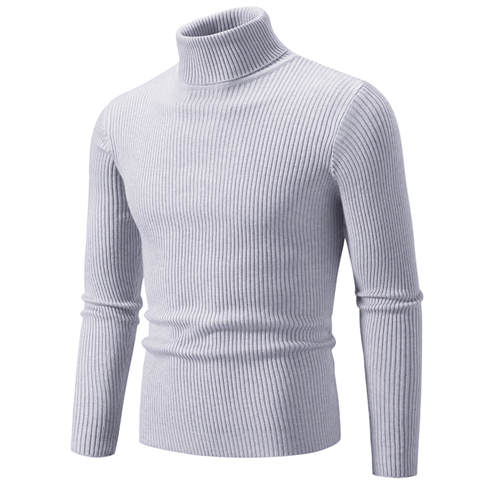 BSDJILFG Big Mens Sweaters Turtleneck Pullovers Classic Fit Ribbed ...